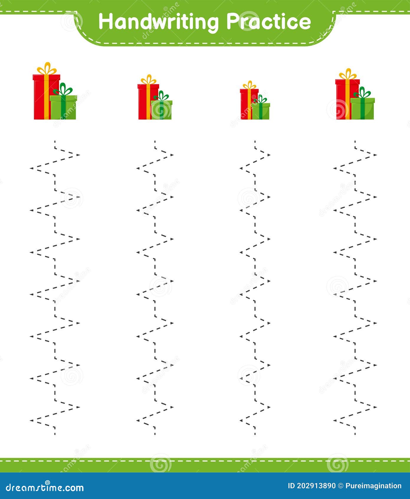 Handwriting Practice. Tracing Lines of Gift Boxes Stock Vector ...