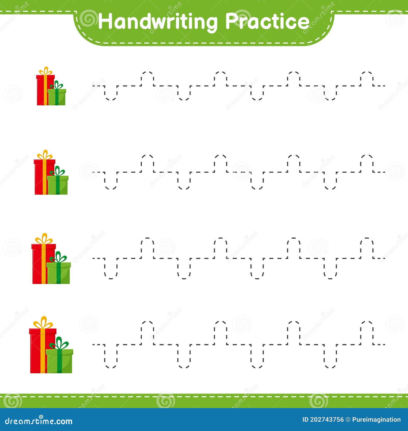 Handwriting Practice. Tracing Lines of Gift Boxes Stock Vector ...