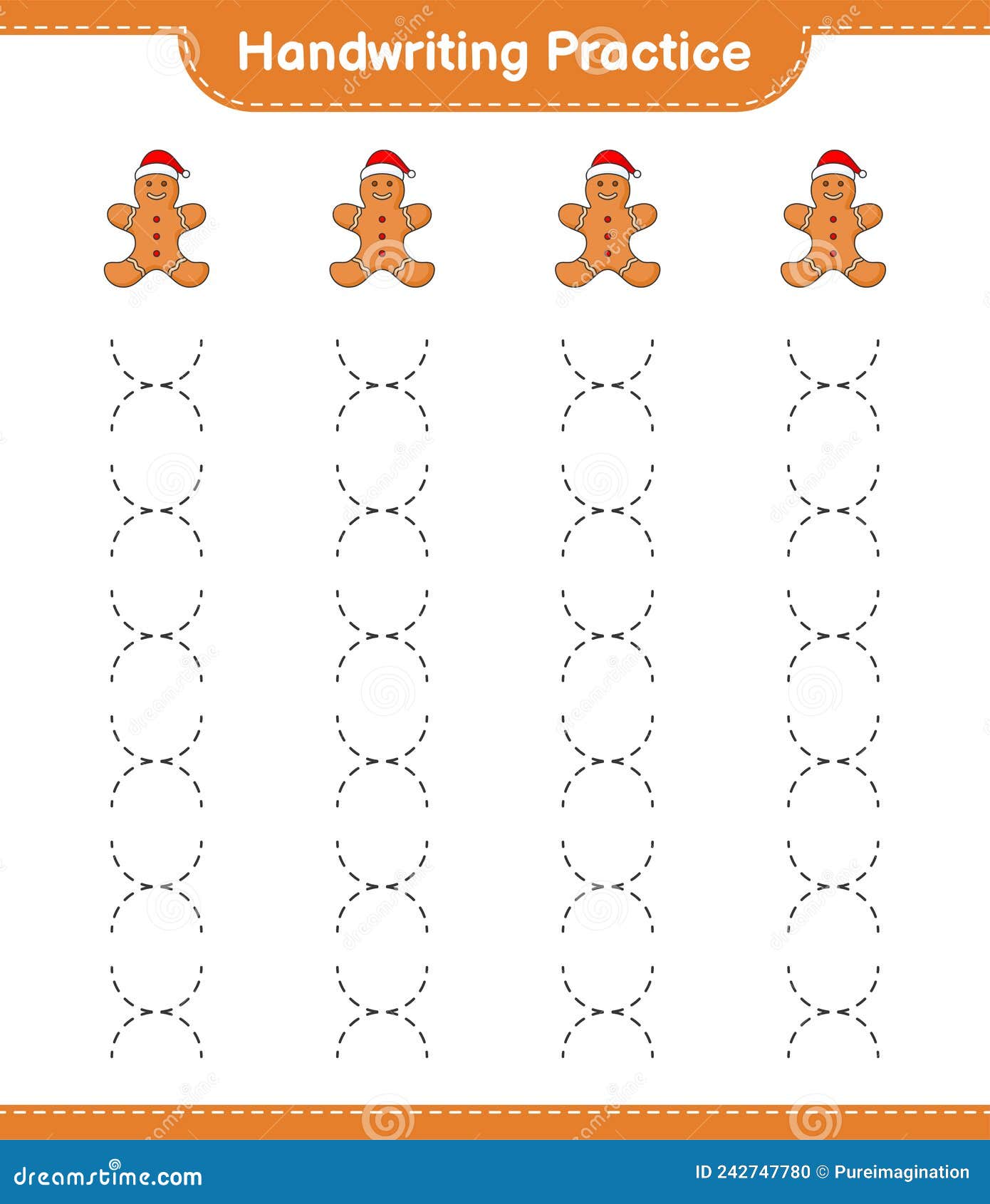 Handwriting Practice. Tracing Lines of Gingerbread Man Stock Vector ...