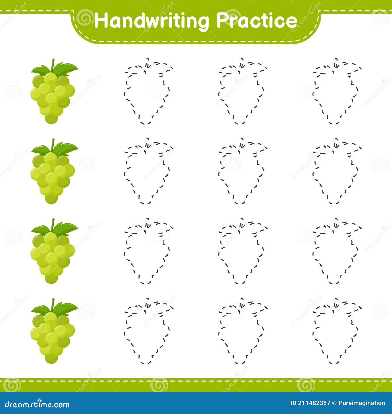 Handwriting Practice. Tracing Lines of Grape. Educational Children Game ...