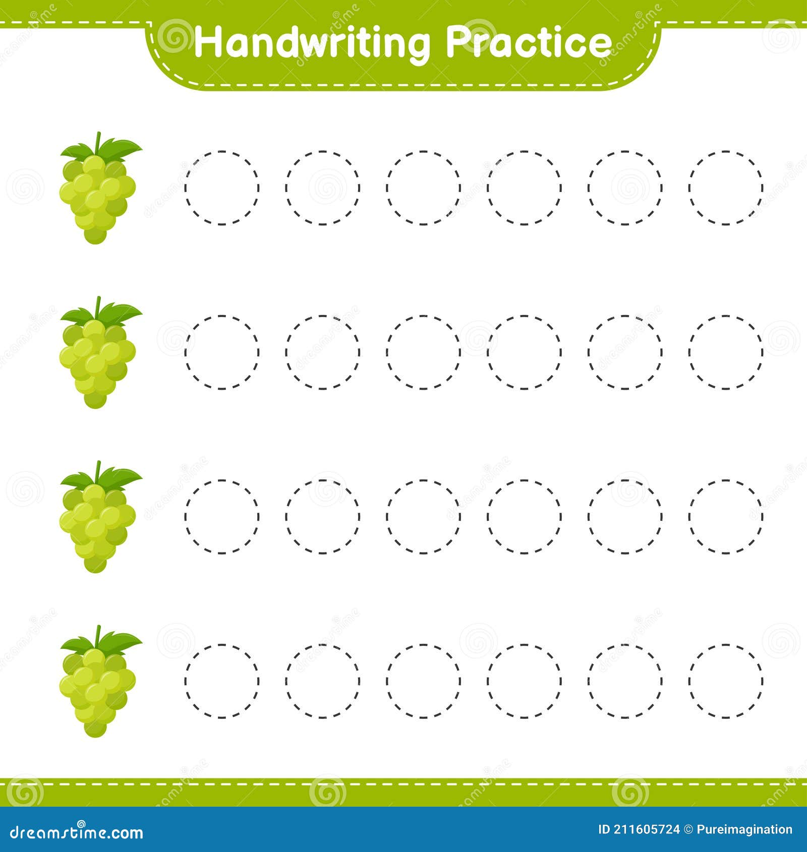 Handwriting Practice. Tracing Lines of Grape. Educational Children Game ...
