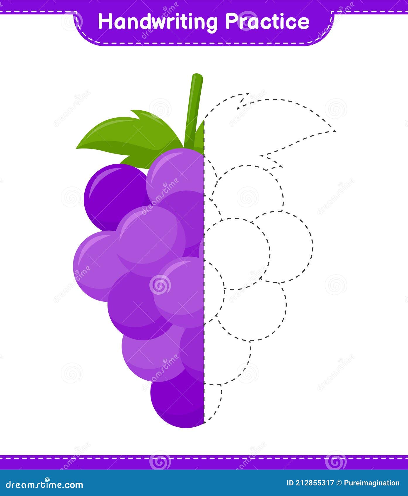 Handwriting Practice. Tracing Lines of Grape. Educational Children Game ...