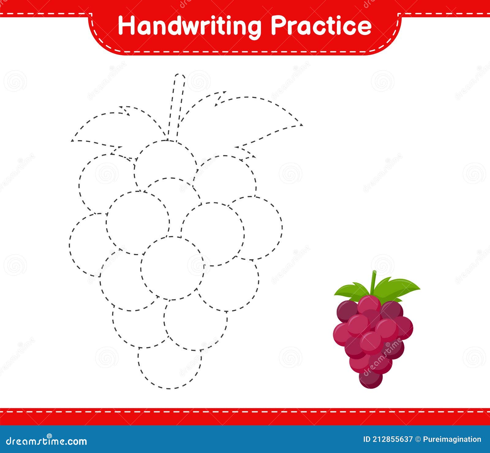 Handwriting Practice. Tracing Lines of Grape. Educational Children Game ...