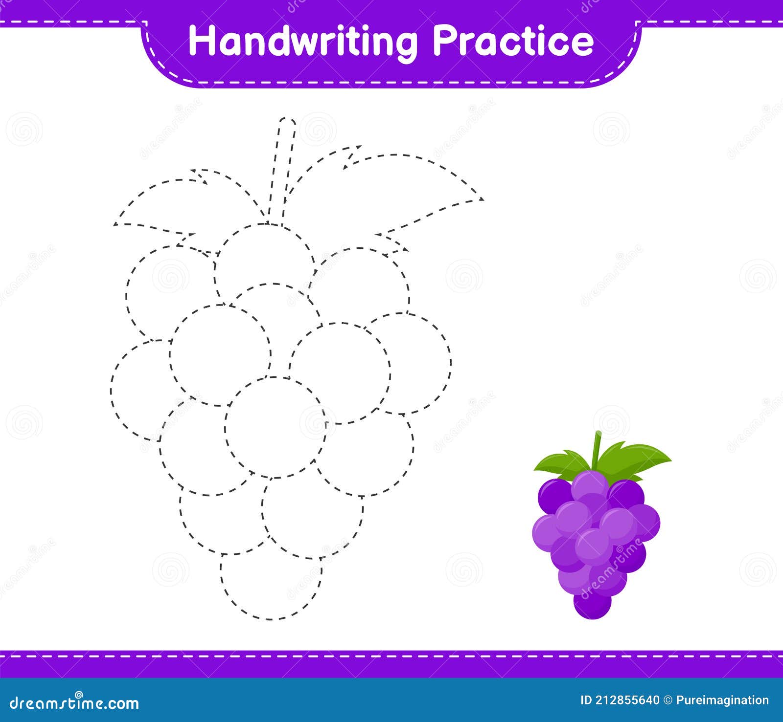 Handwriting Practice. Tracing Lines of Grape. Educational Children Game ...