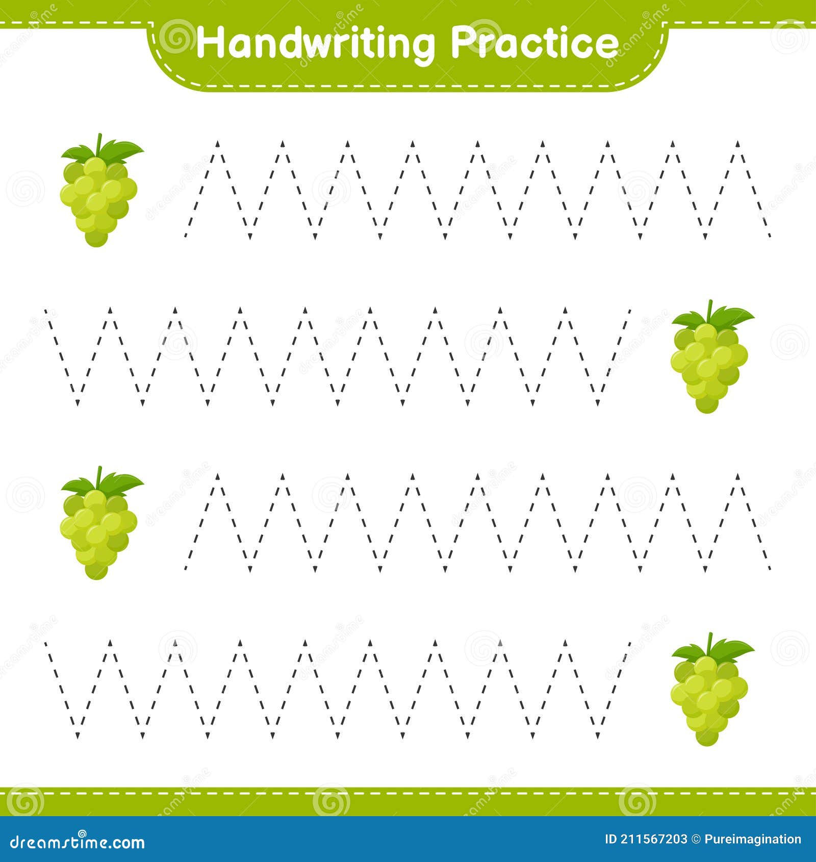 Handwriting Practice. Tracing Lines of Grape. Educational Children Game ...