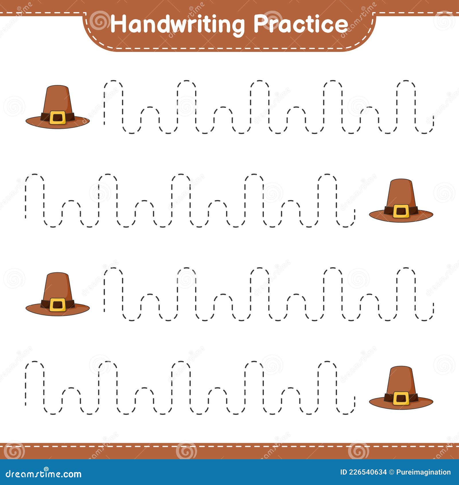 Handwriting Practice. Tracing Lines of Hat Stock Vector - Illustration ...