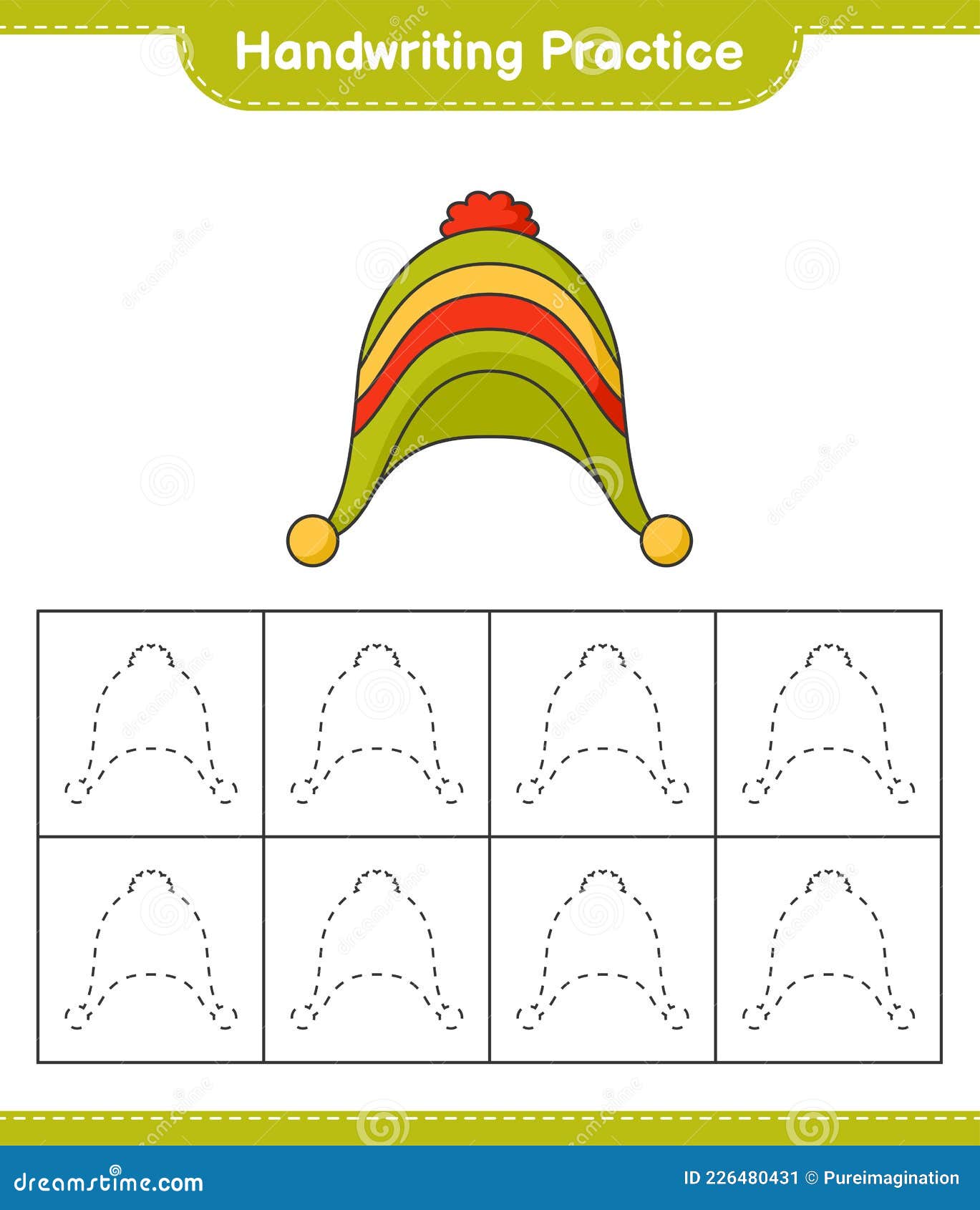 Handwriting Practice. Tracing Lines of Hat Stock Vector - Illustration ...