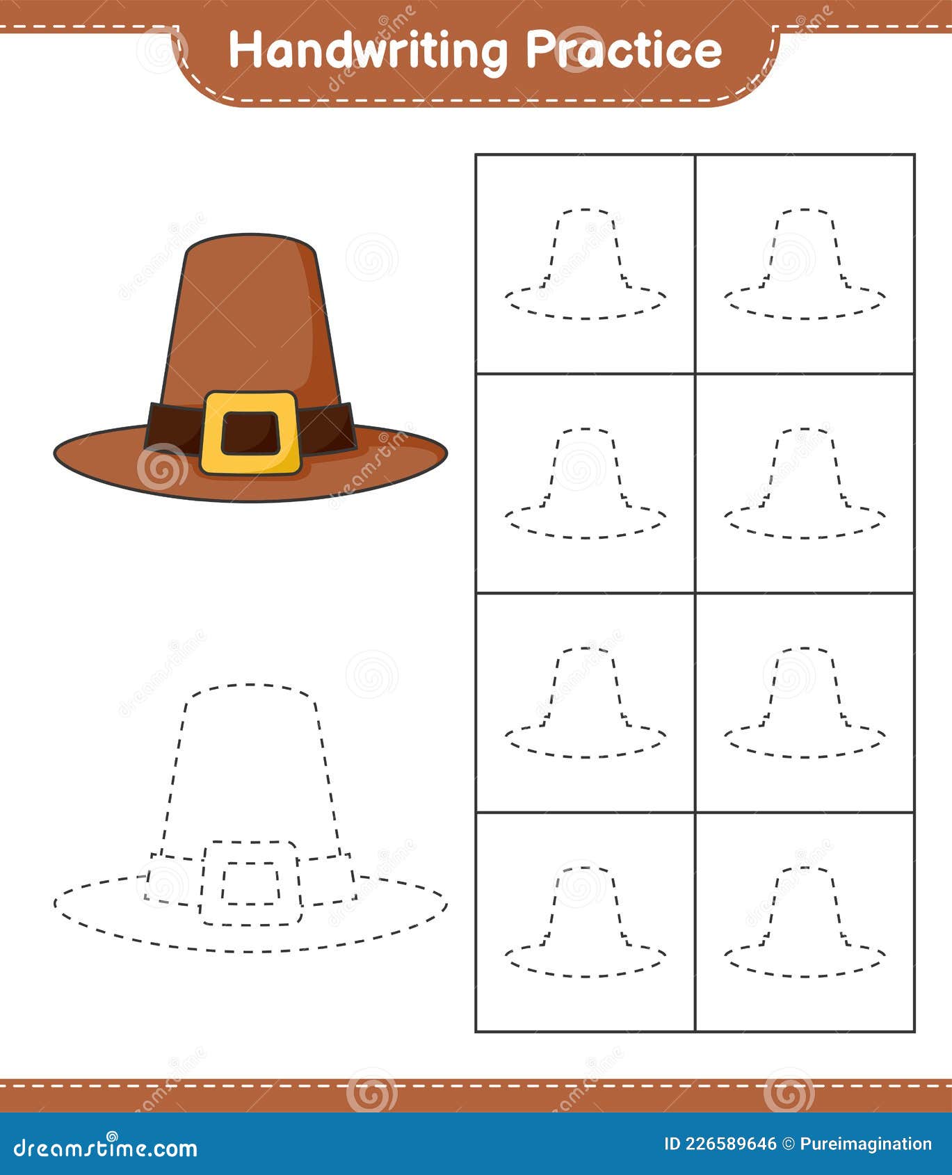 Handwriting Practice. Tracing Lines of Hat Stock Vector - Illustration ...