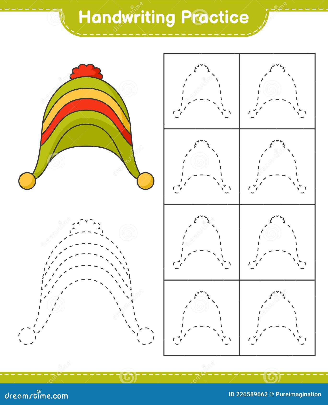 Handwriting Practice. Tracing Lines of Hat Stock Vector - Illustration ...