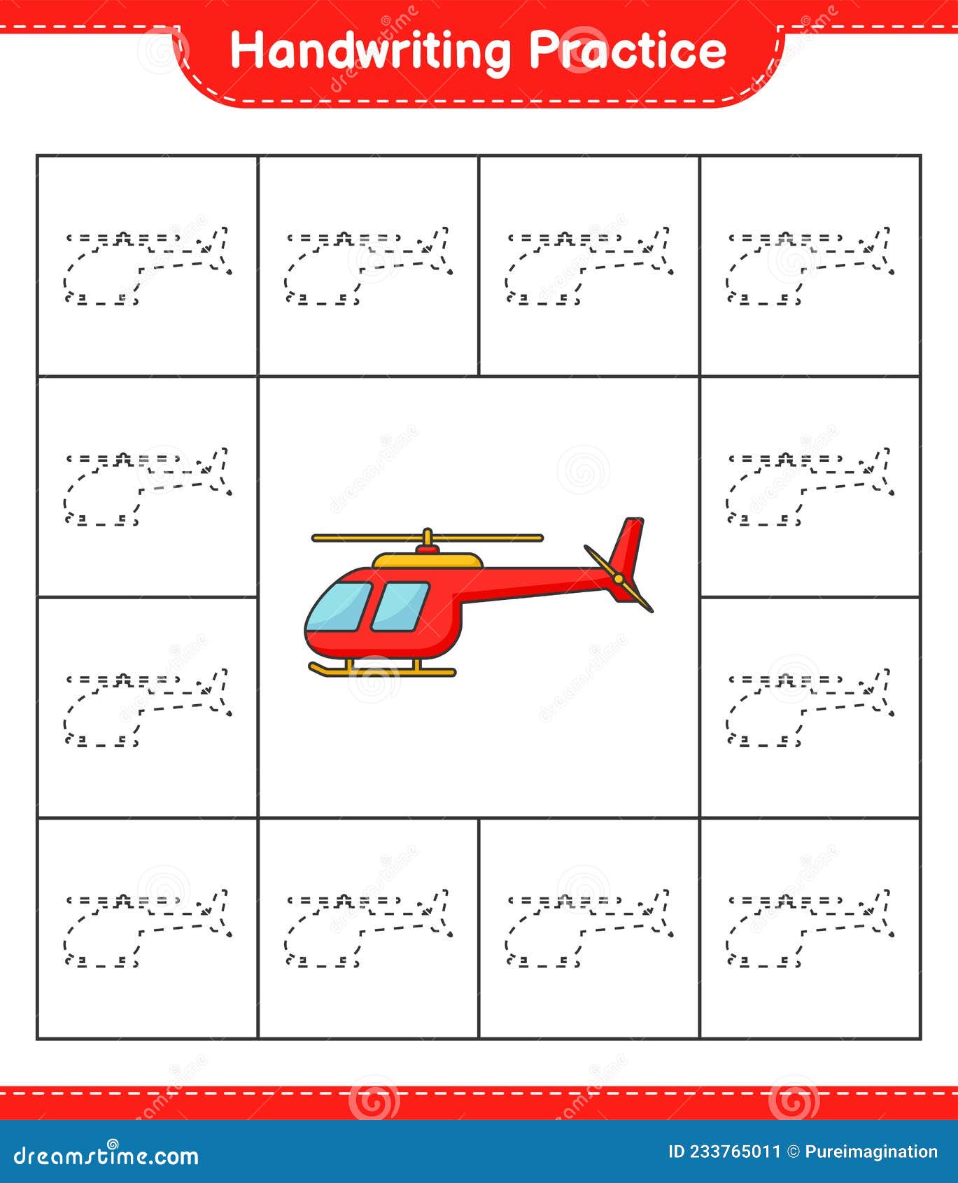 Handwriting Practice. Tracing Lines of Helicopter Stock Vector ...