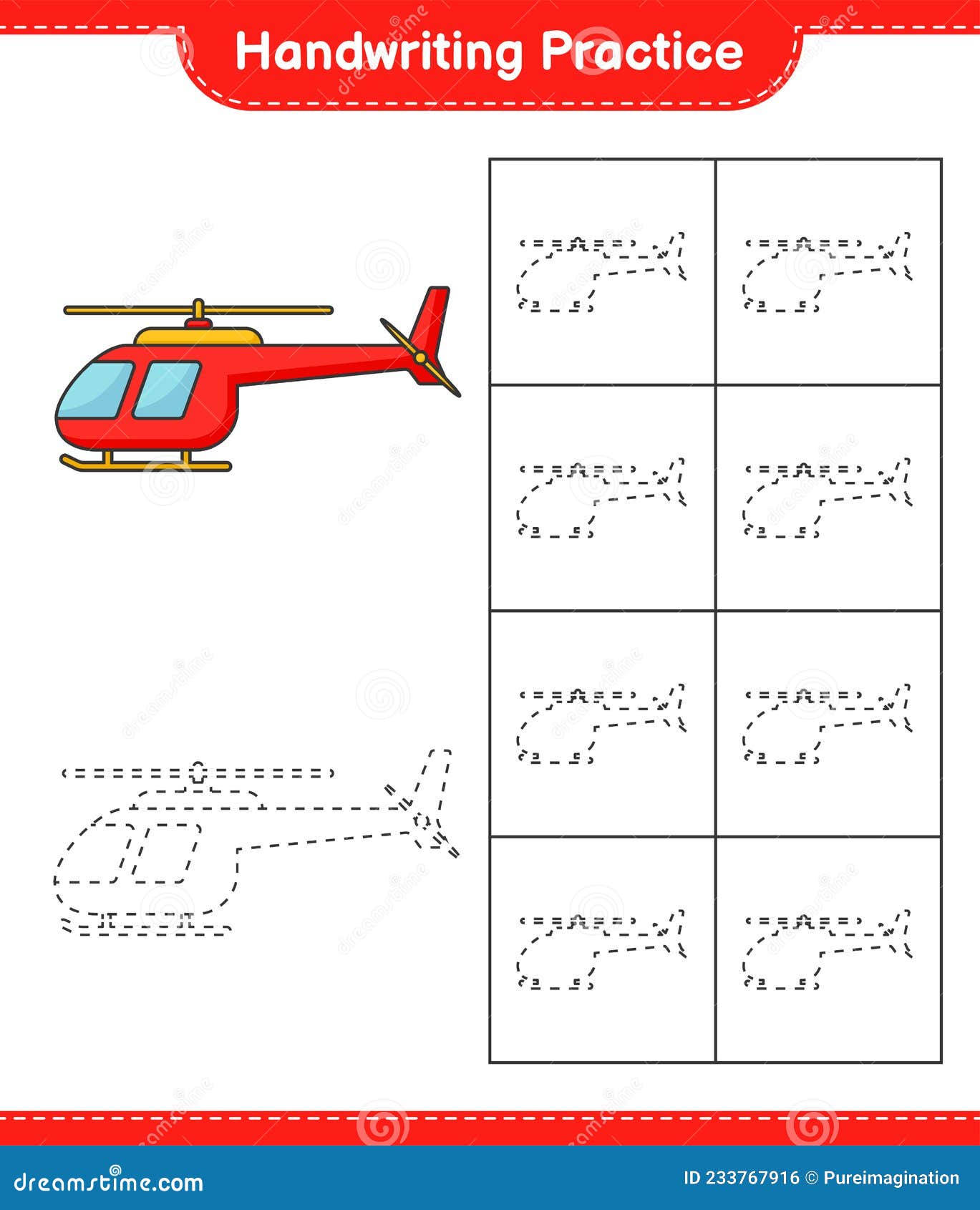 Handwriting Practice. Tracing Lines of Helicopter Stock Vector ...
