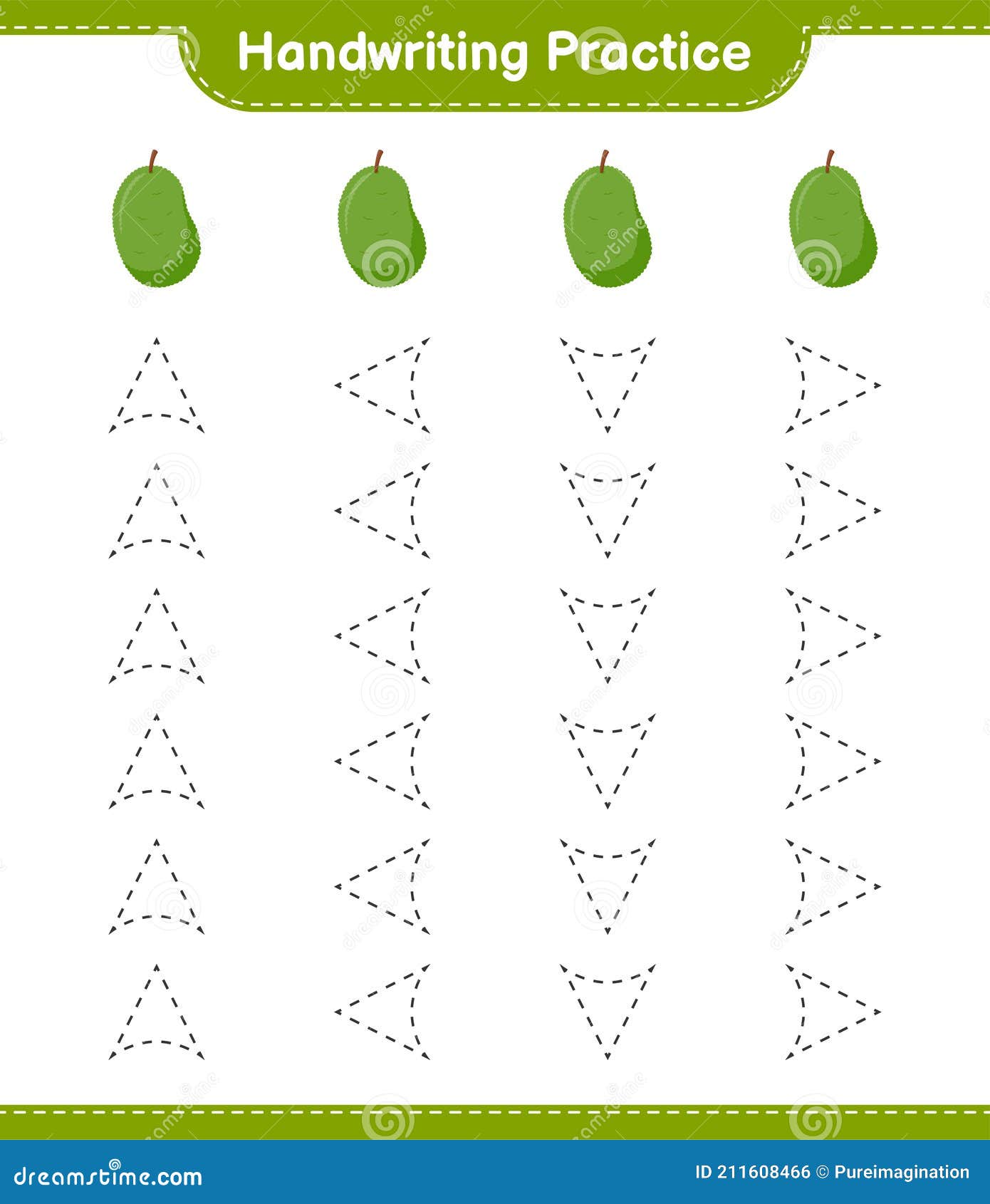 Handwriting Practice. Tracing Lines of Jackfruit. Educational Children ...