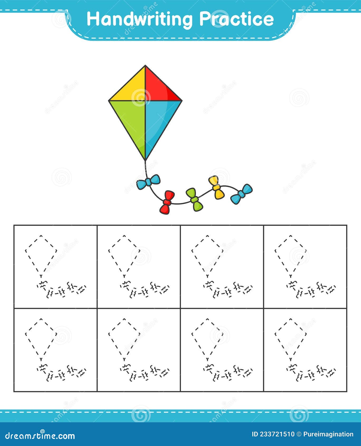 Handwriting Practice. Tracing Lines of Kite Stock Vector - Illustration ...