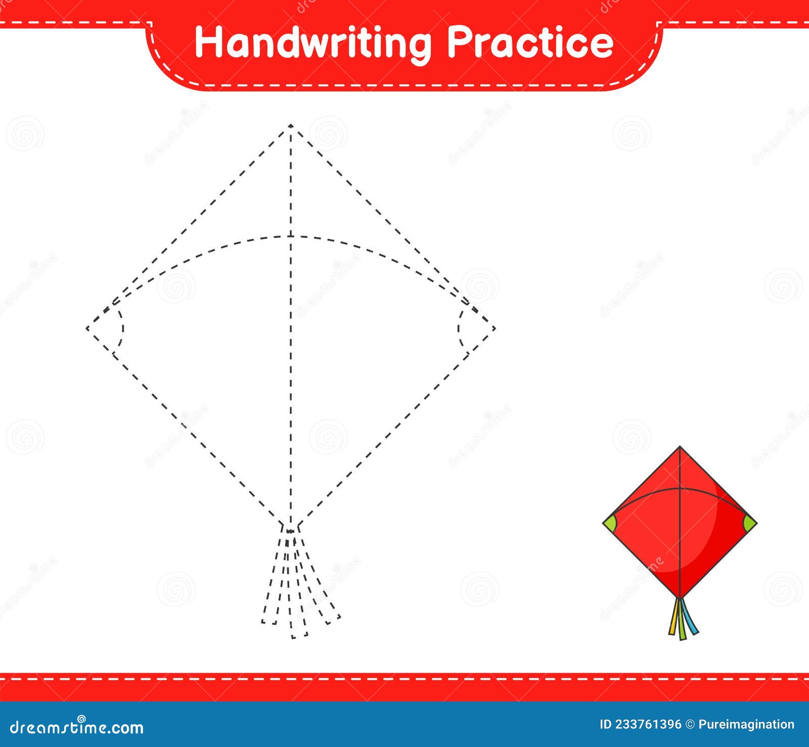Handwriting Practice. Tracing Lines of Kite Stock Vector - Illustration ...