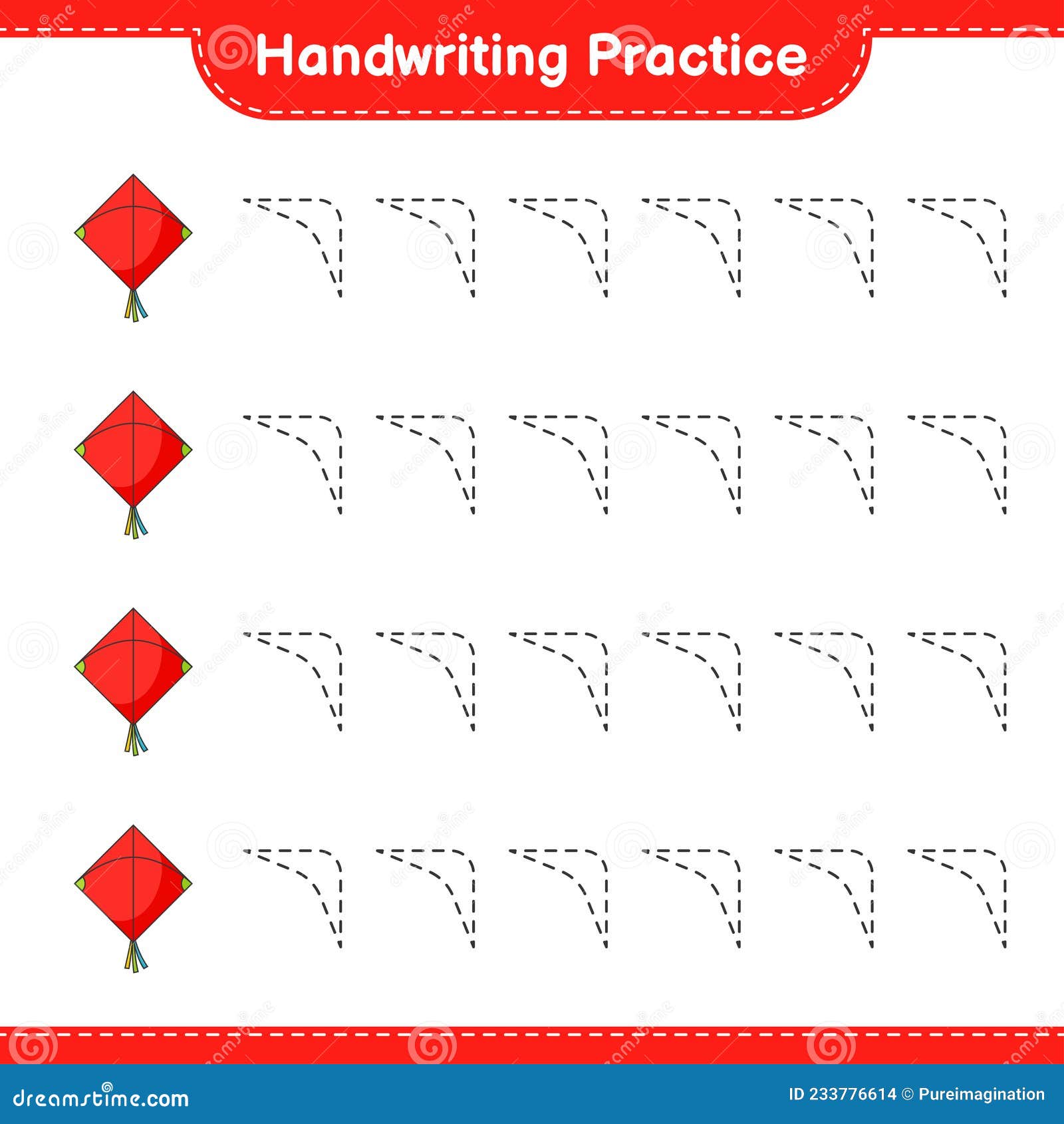 Handwriting Practice. Tracing Lines of Kite Stock Vector - Illustration ...