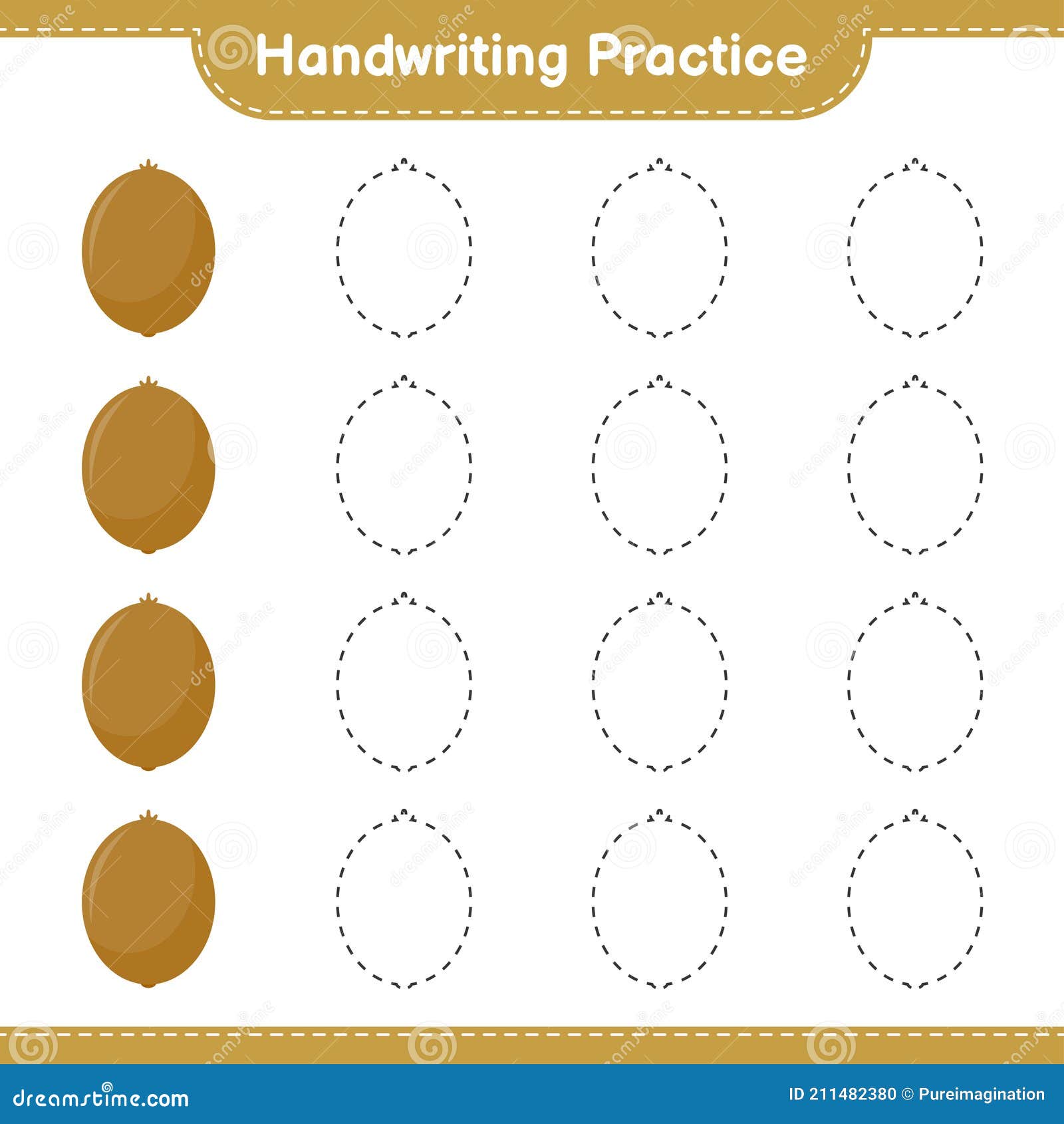 Handwriting Practice. Tracing Lines of Kiwi. Educational Children Game ...