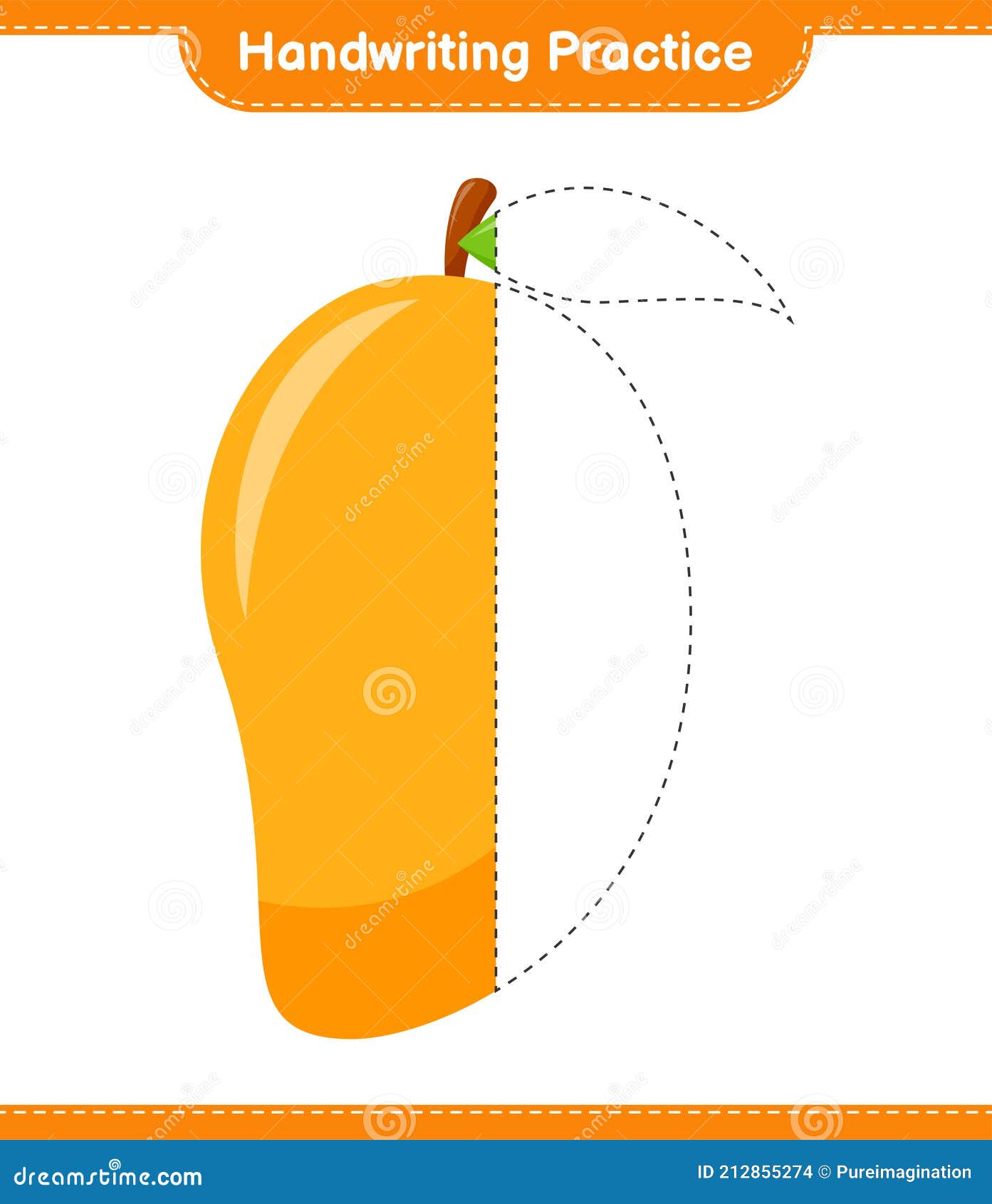 Handwriting Practice. Tracing Lines of Mango. Educational Children Game ...
