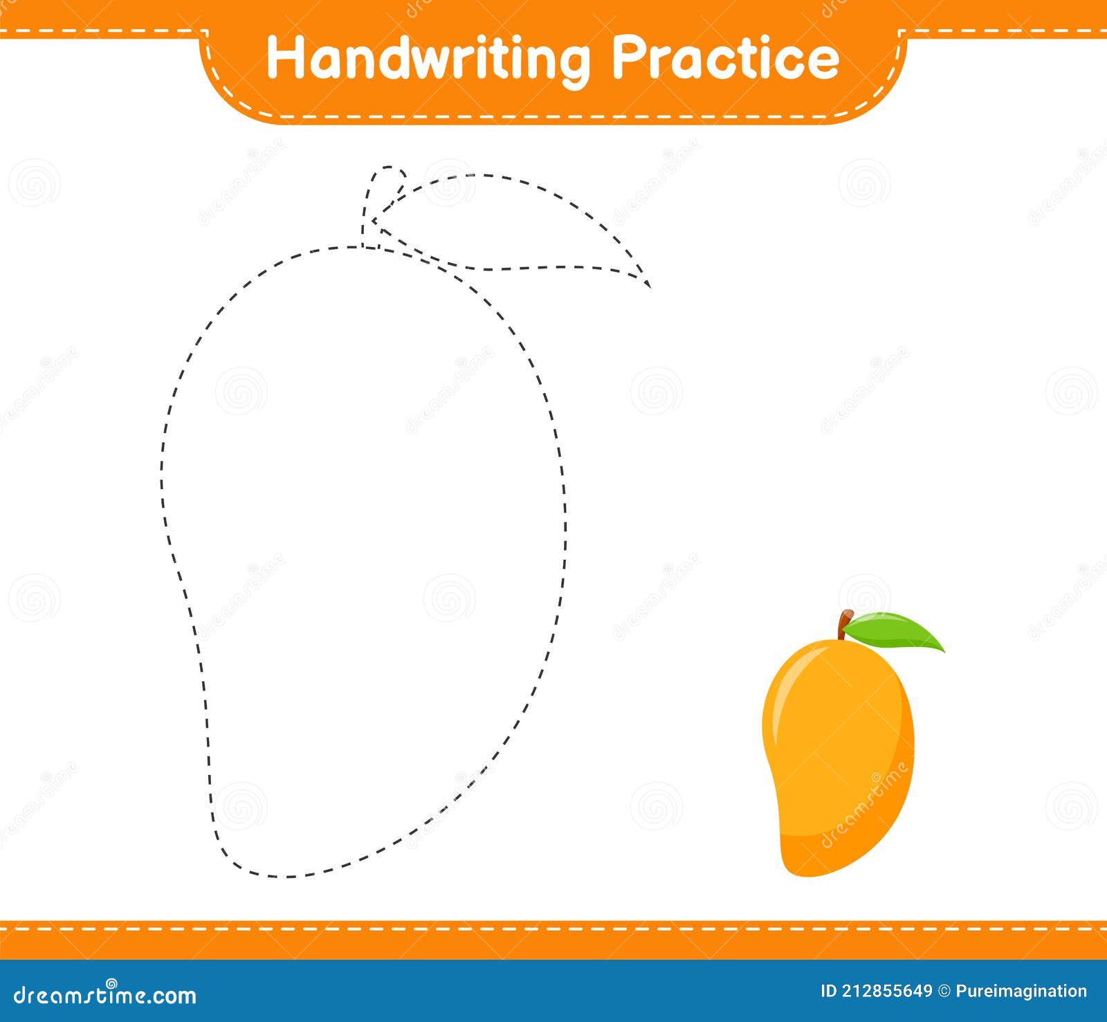 Handwriting Practice. Tracing Lines of Mango. Educational Children Game ...