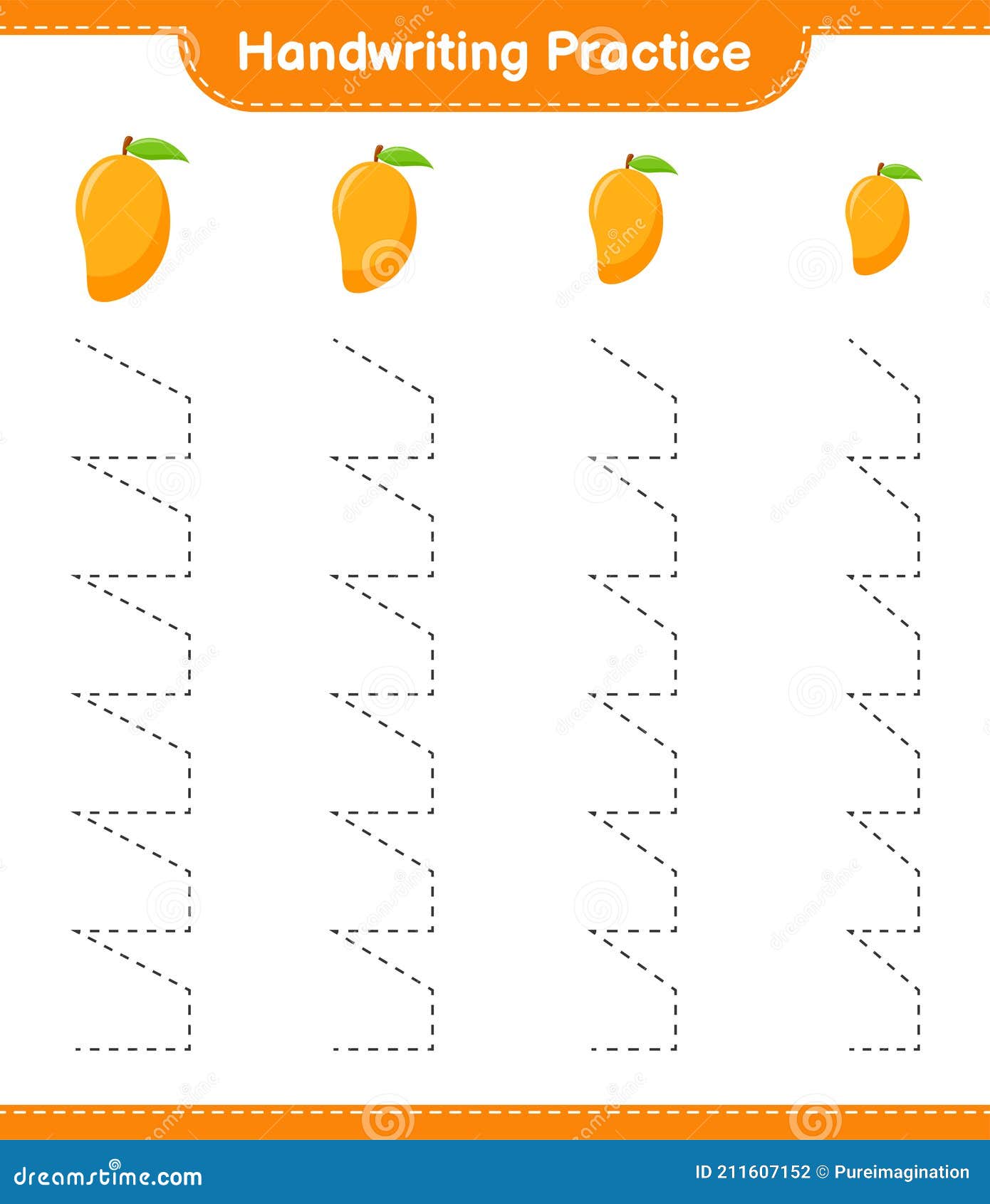 Handwriting Practice. Tracing Lines of Mango. Educational Children Game ...