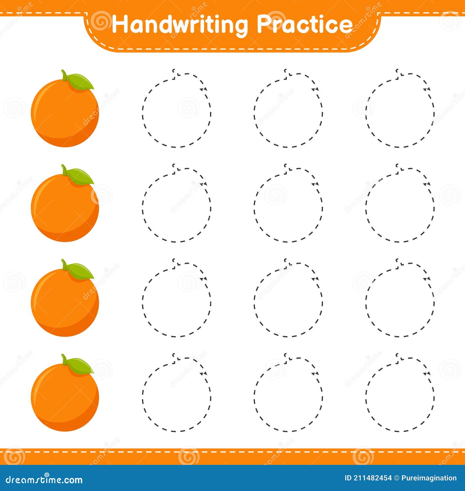 Handwriting Practice. Tracing Lines of Orange. Educational Children ...