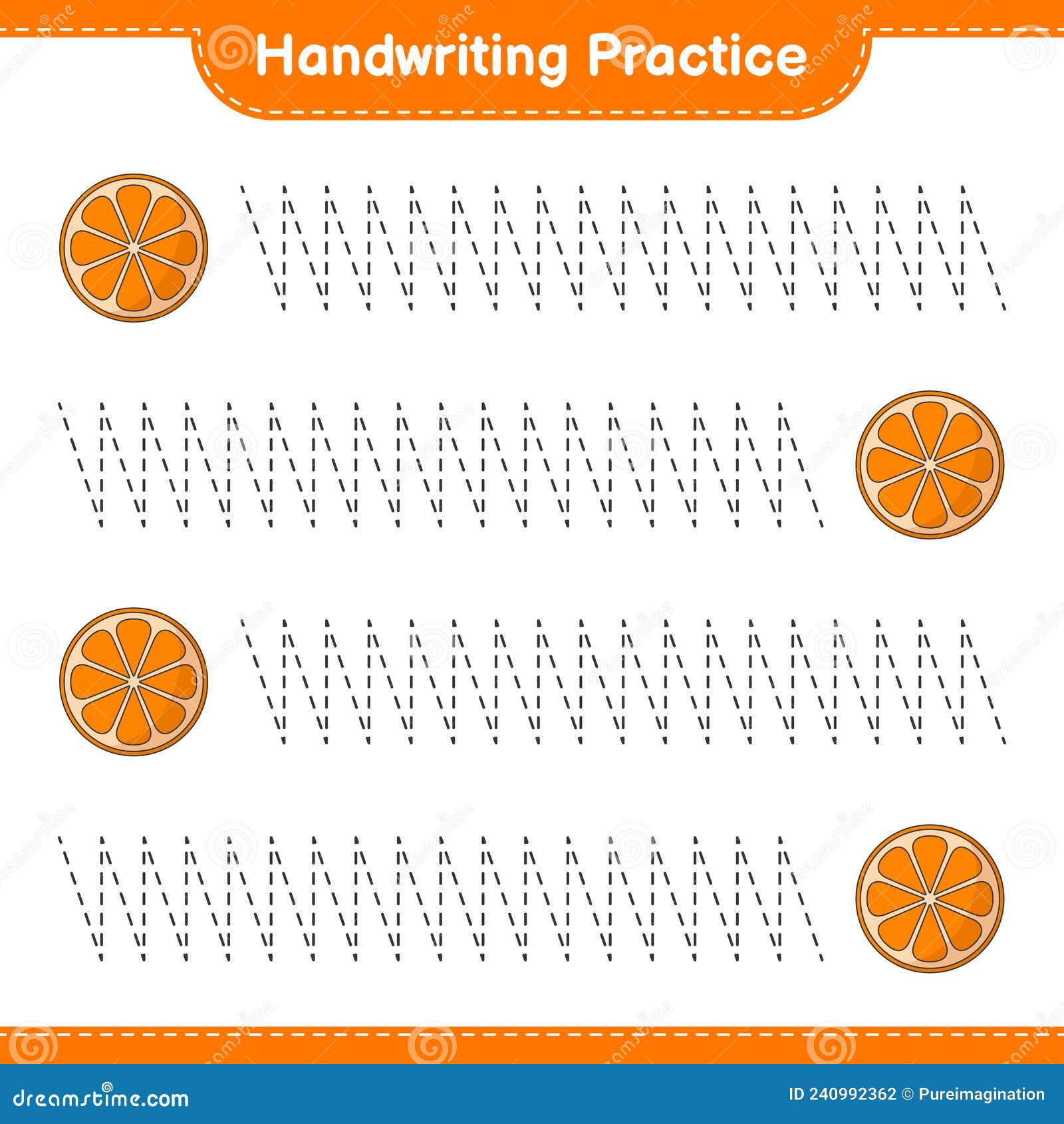 Handwriting Practice. Tracing Lines of Orange Stock Vector ...