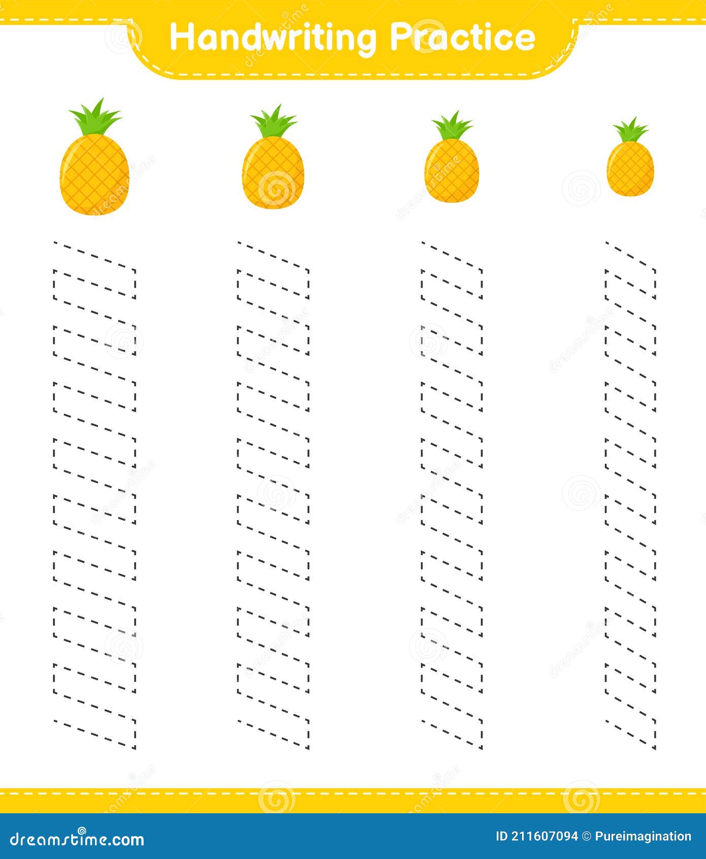 Handwriting Practice. Tracing Lines of Pineapple. Educational Children ...