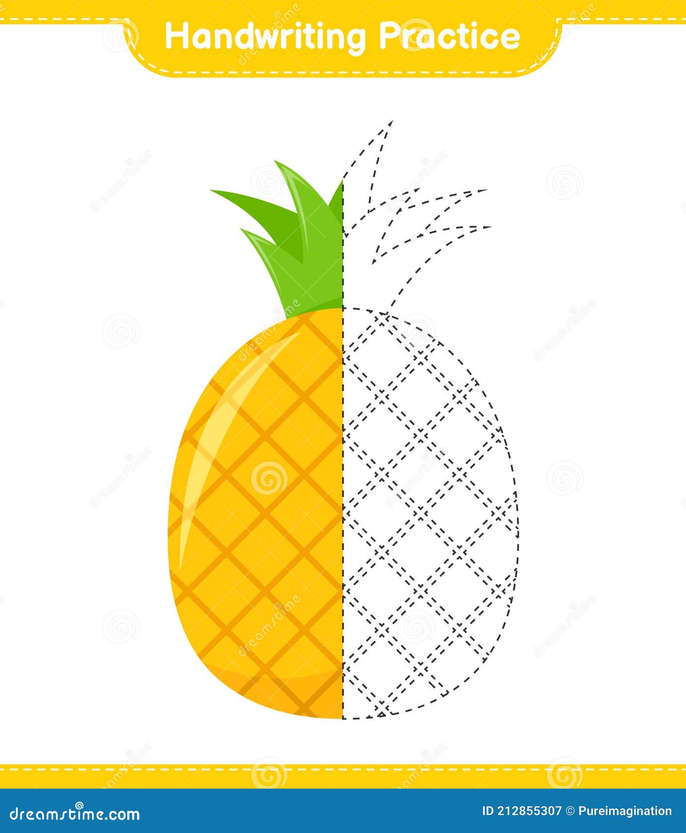 Handwriting Practice. Tracing Lines of Pineapple. Educational Children ...