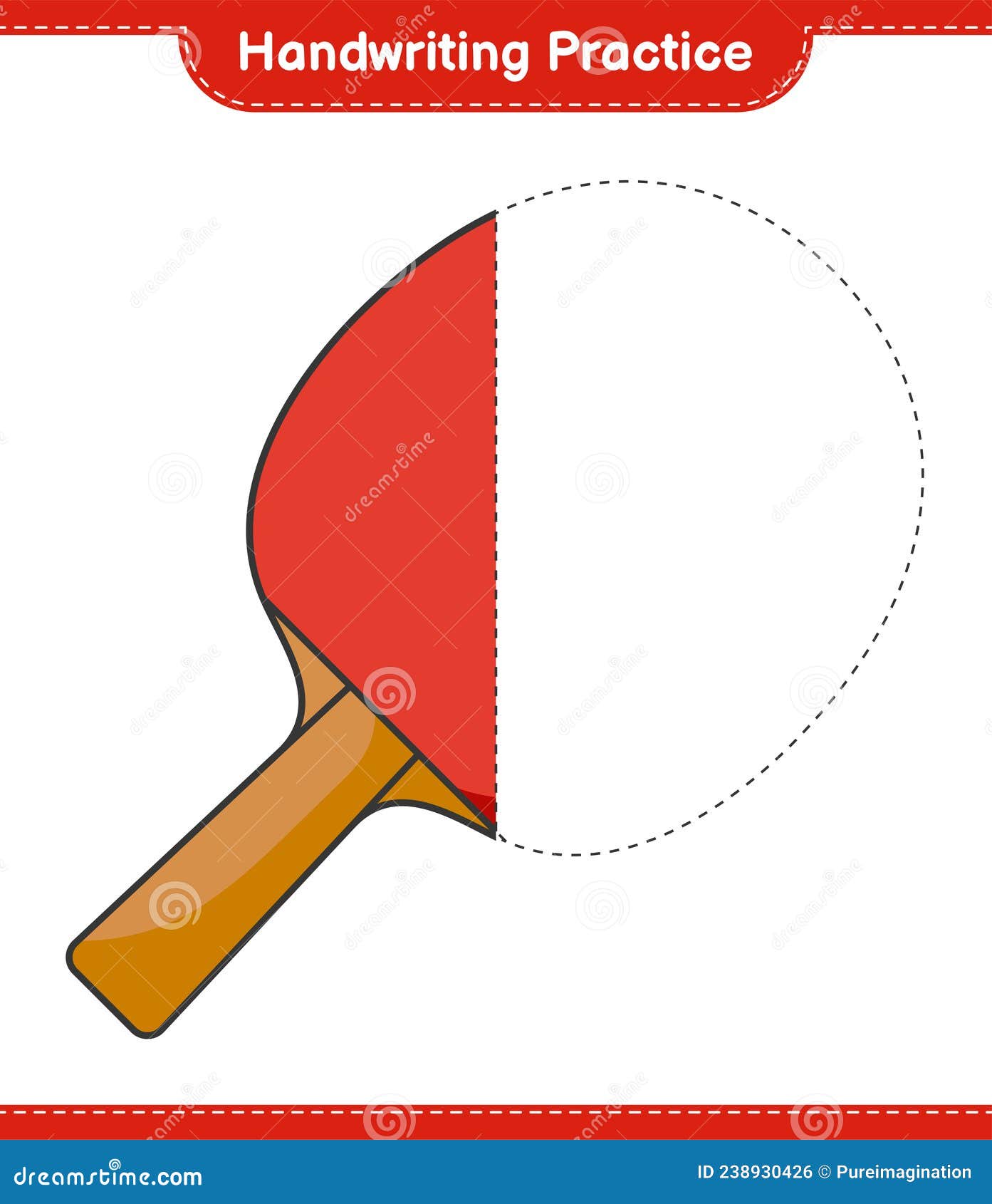 Handwriting Practice. Tracing Lines of Ping Pong Racket Stock Vector ...