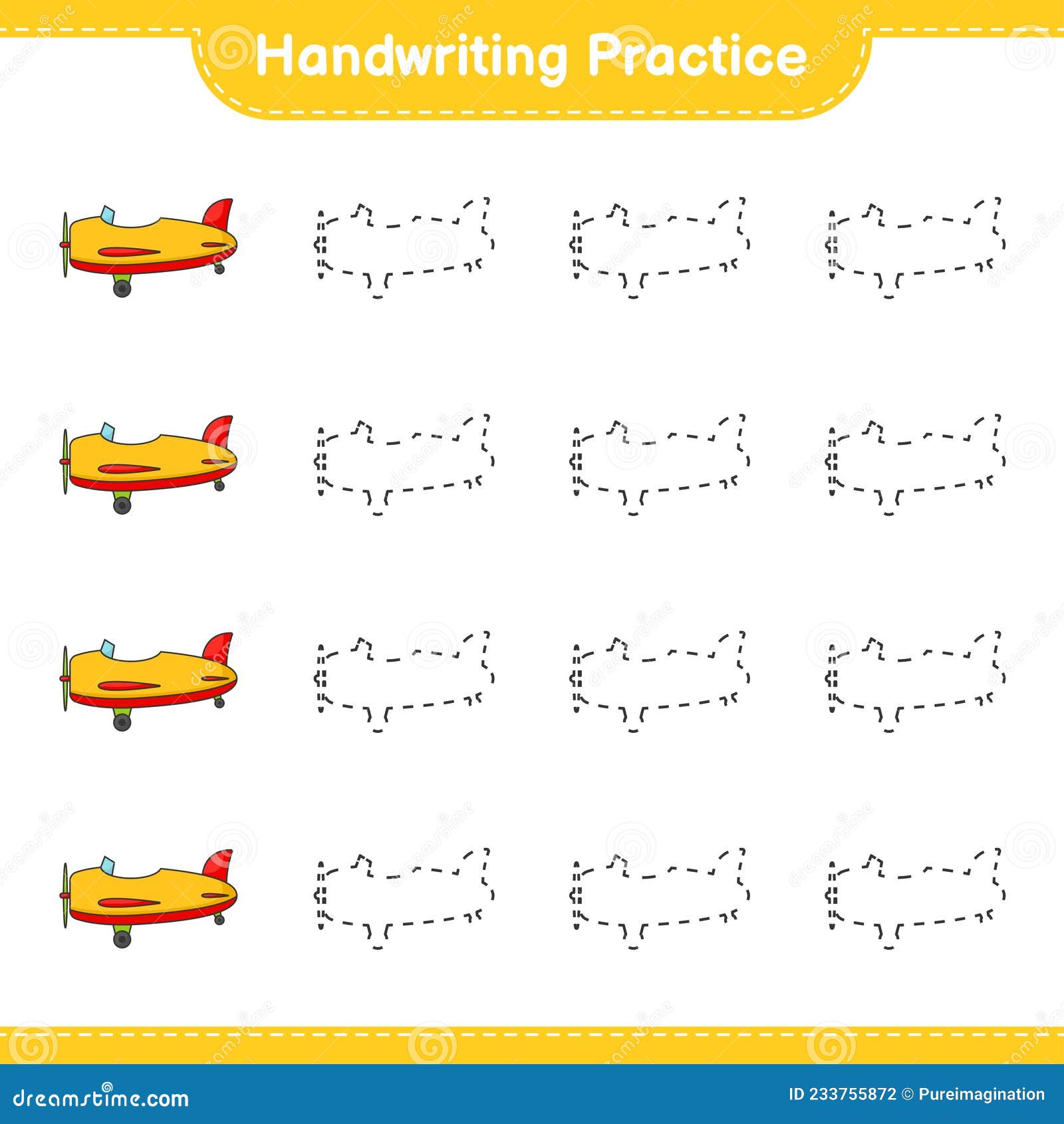 Handwriting Practice. Tracing Lines of Plane Stock Vector ...
