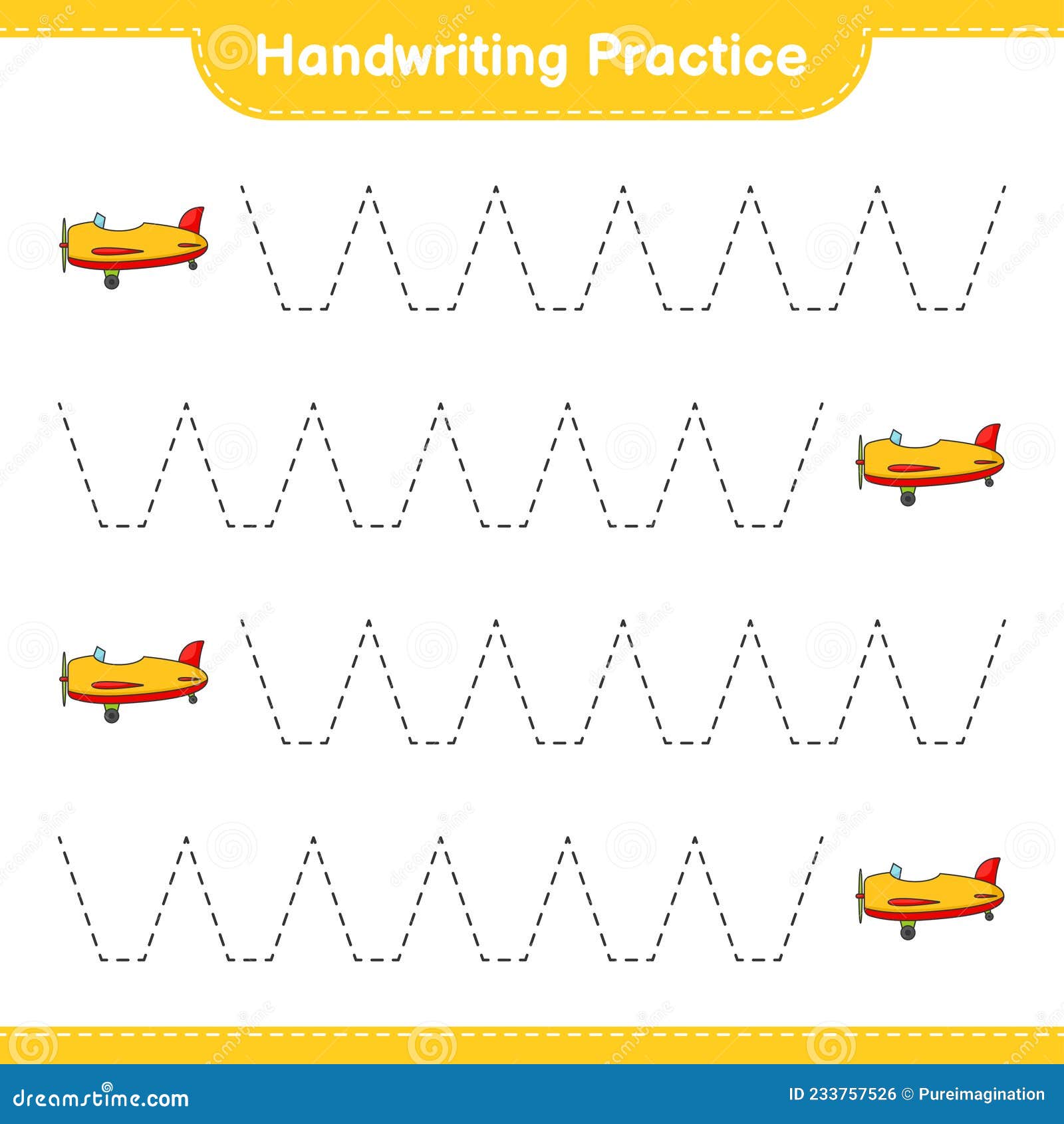 Handwriting Practice. Tracing Lines of Plane Stock Vector ...