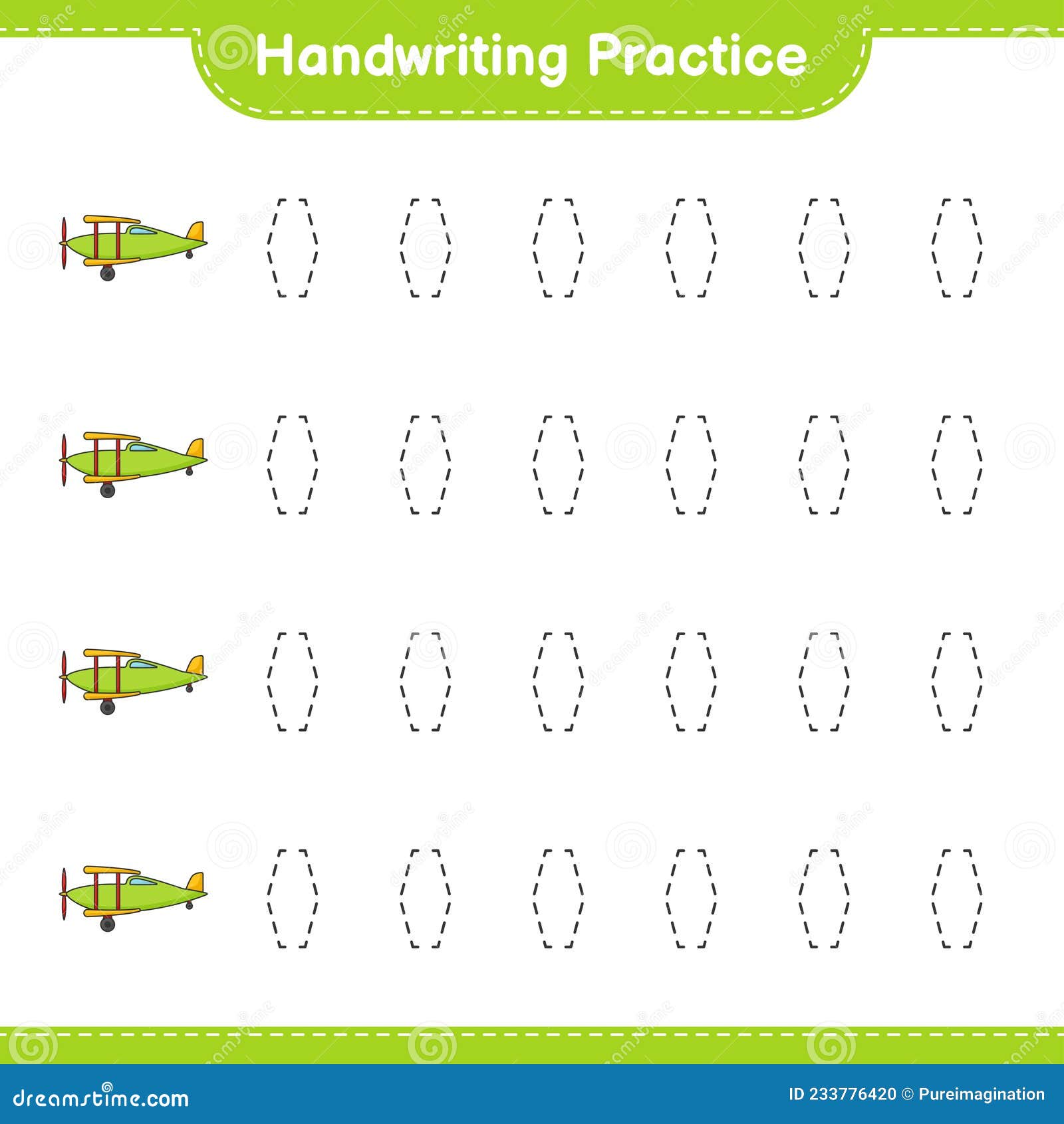 Handwriting Practice. Tracing Lines of Plane Stock Vector ...