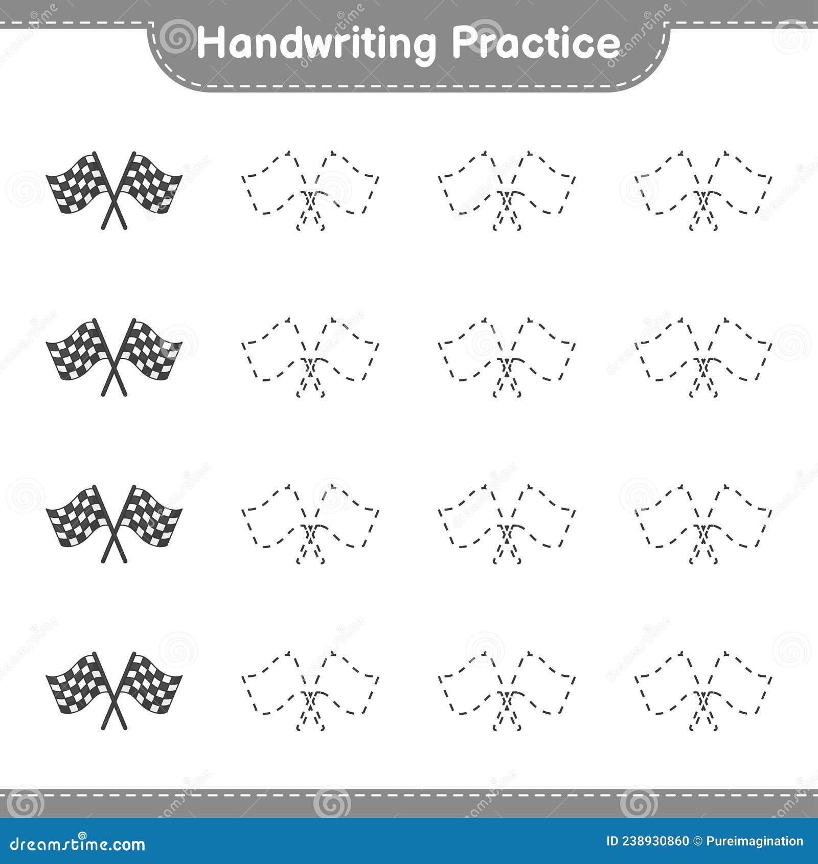 Handwriting Practice. Tracing Lines of Racing Flags Stock Vector ...