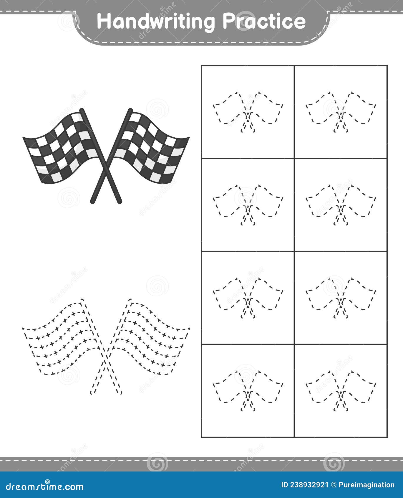 Handwriting Practice. Tracing Lines of Racing Flags Stock Vector ...