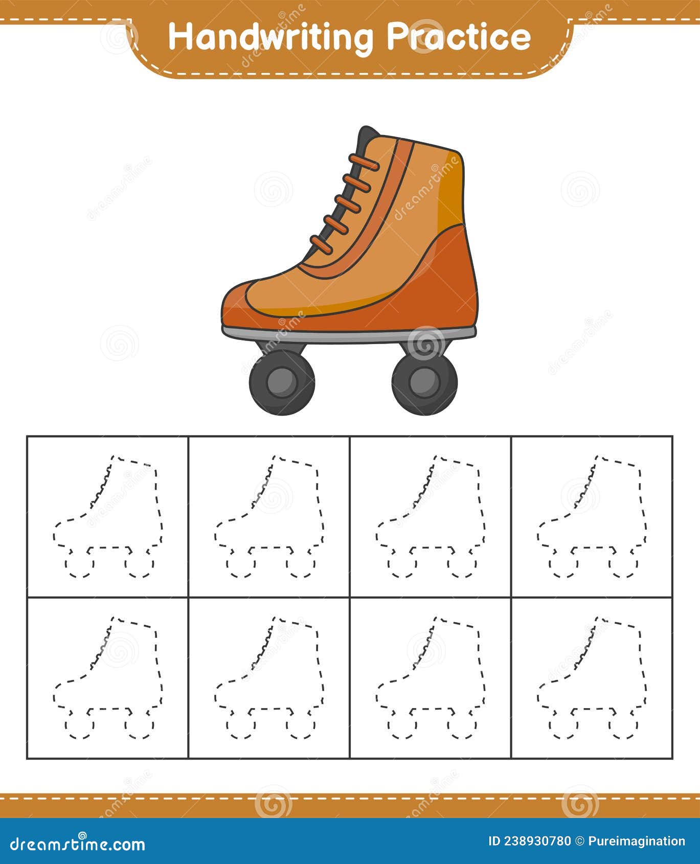 Handwriting Practice. Tracing Lines of Roller Skate Stock Vector ...