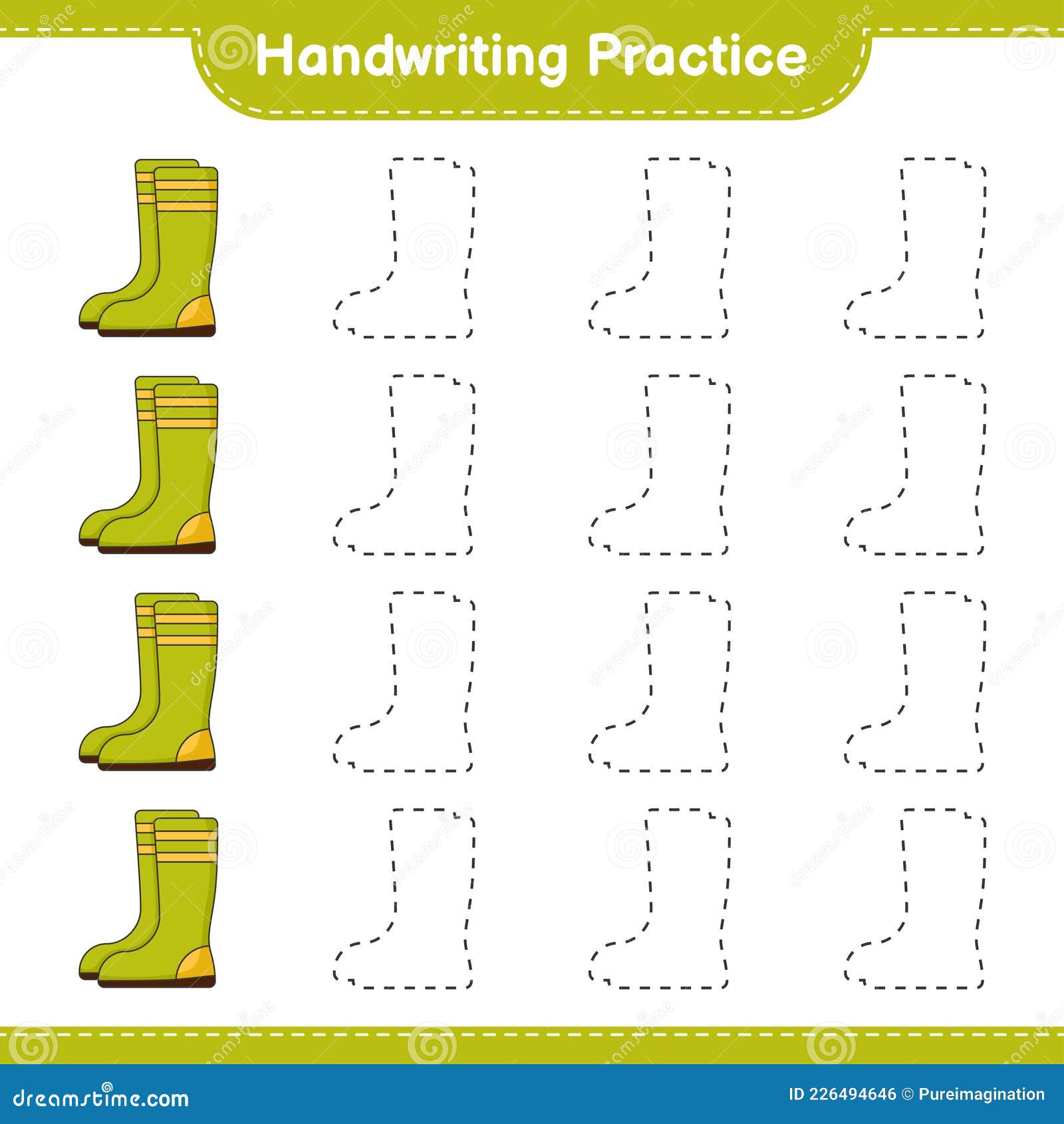 Handwriting Practice. Tracing Lines of Rubber Boots Stock Vector ...