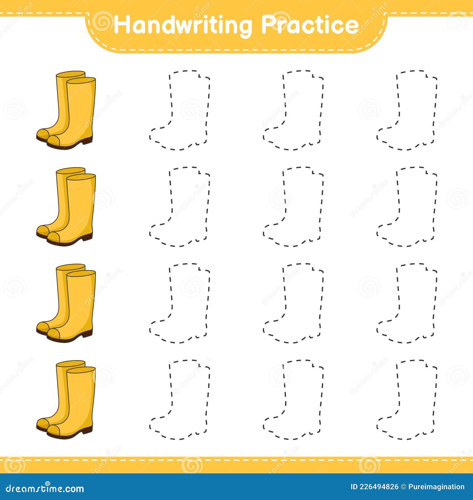Handwriting Practice. Tracing Lines of Rubber Boots Stock Vector ...