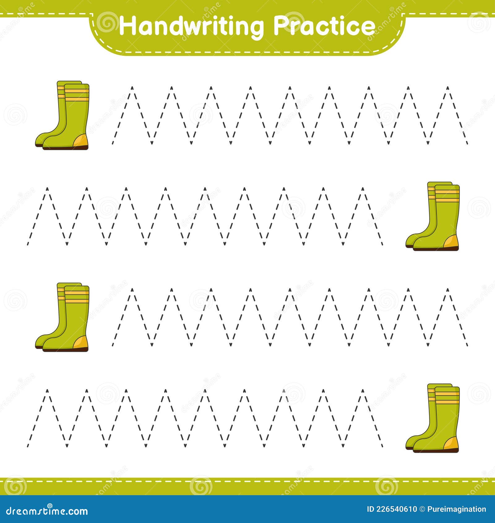 Handwriting Practice. Tracing Lines of Rubber Boots Stock Vector ...