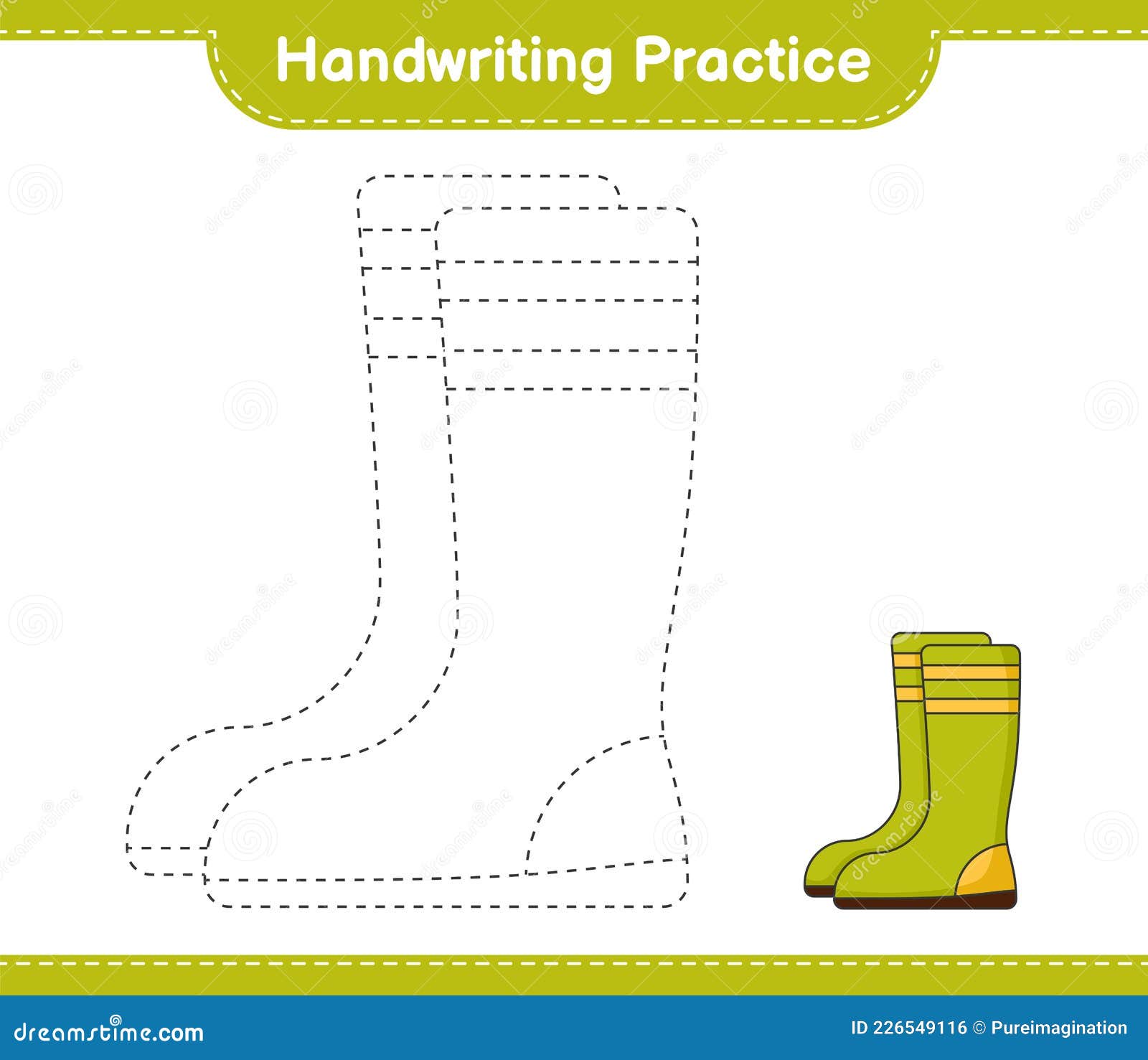 Handwriting Practice. Tracing Lines of Rubber Boots Stock Vector ...