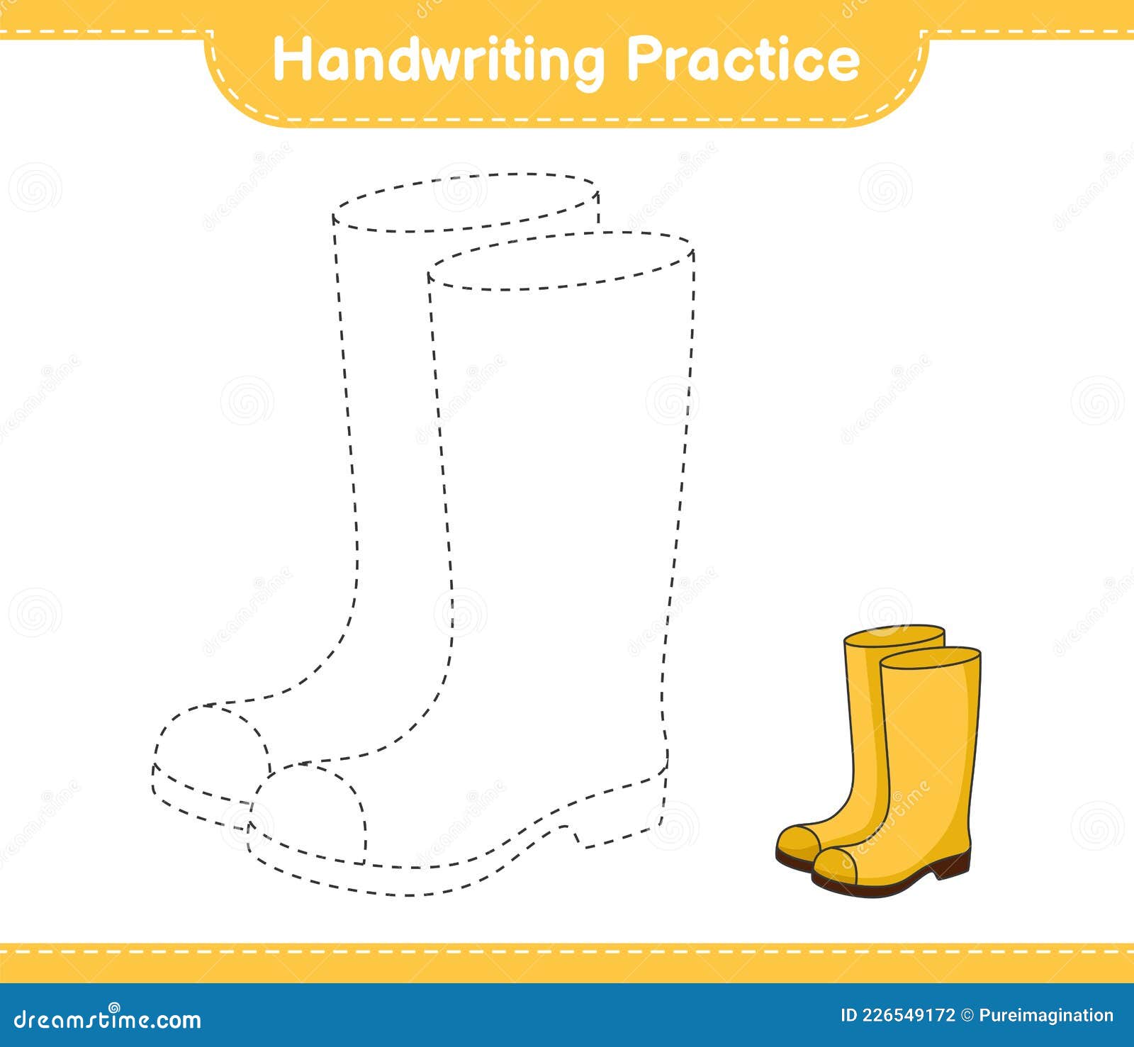 Handwriting Practice. Tracing Lines of Rubber Boots Stock Vector ...