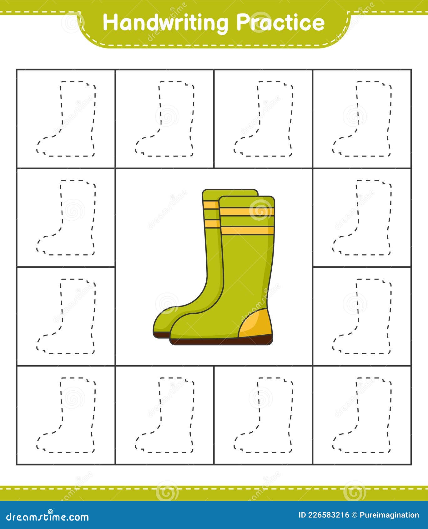 Handwriting Practice. Tracing Lines of Rubber Boots Stock Vector ...