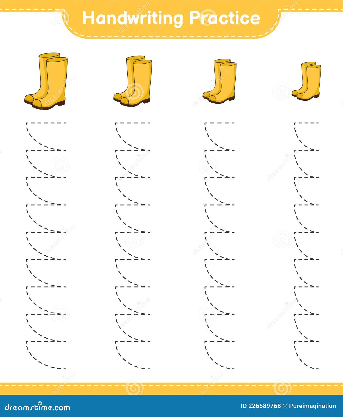 Handwriting Practice. Tracing Lines of Rubber Boots Stock Vector ...