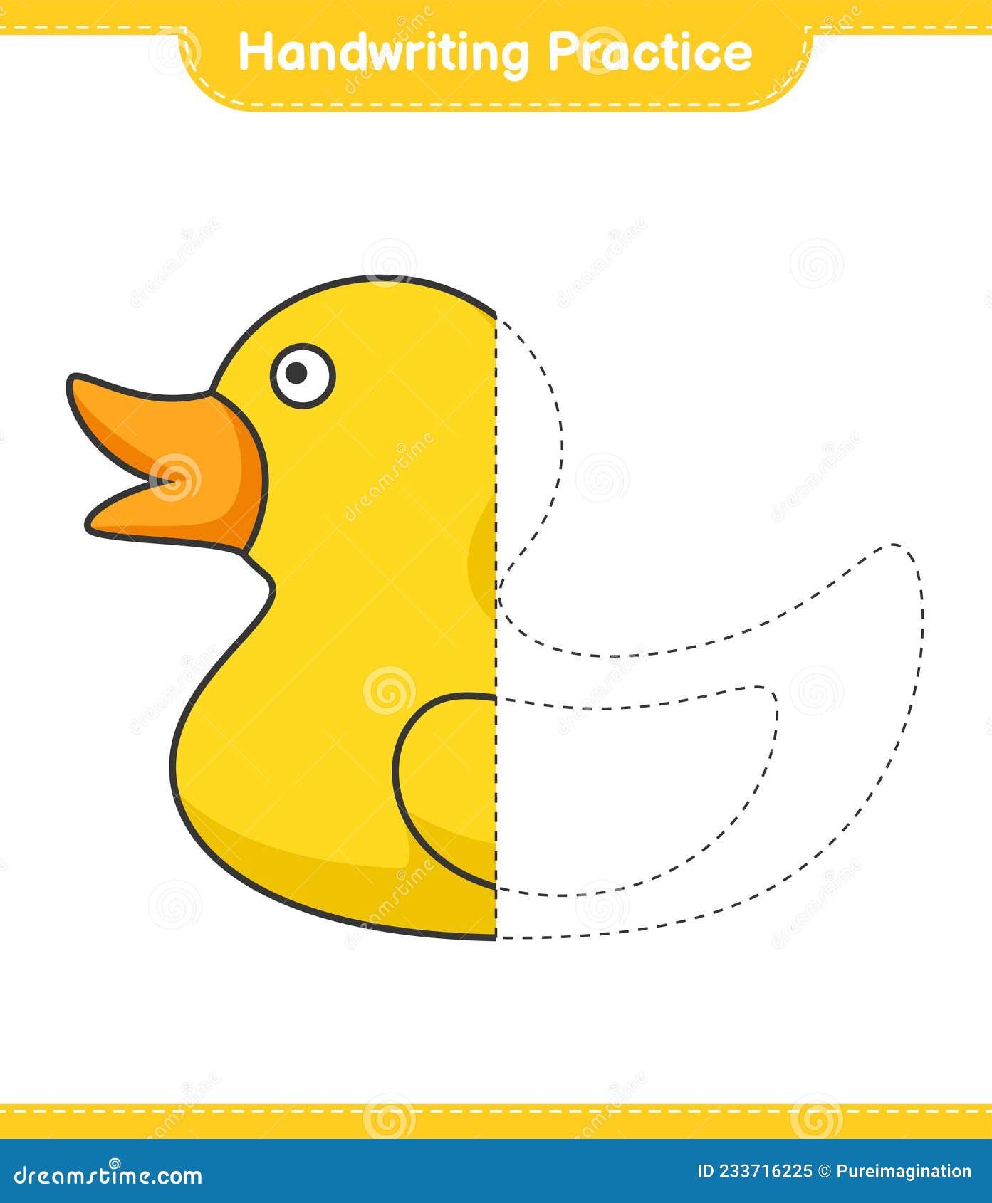 Handwriting Practice. Tracing Lines of Rubber Duck Stock Vector ...
