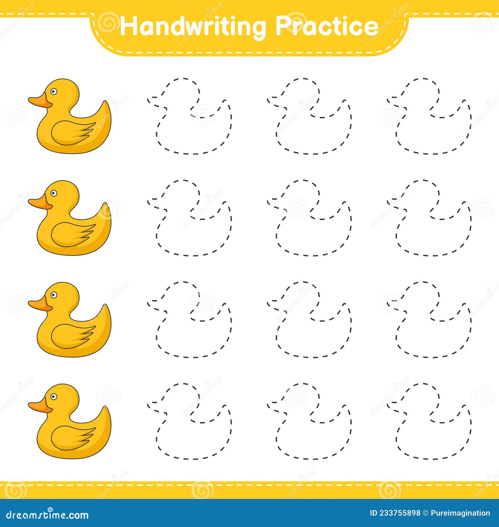 Handwriting Practice. Tracing Lines of Rubber Duck Stock Vector ...