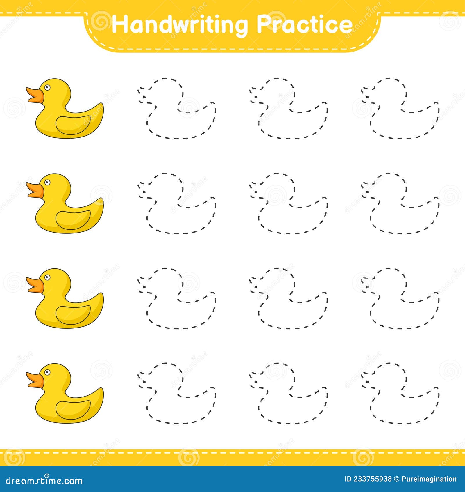 Handwriting Practice. Tracing Lines of Rubber Duck Stock Vector ...