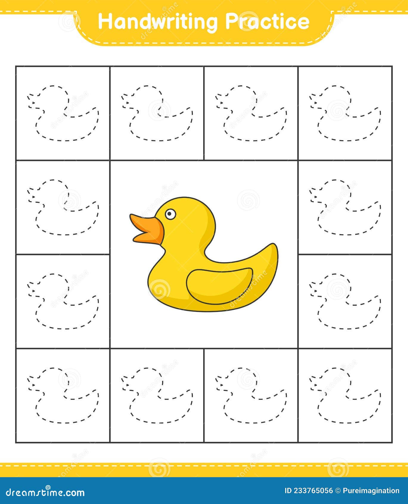 Handwriting Practice. Tracing Lines of Rubber Duck Stock Vector ...