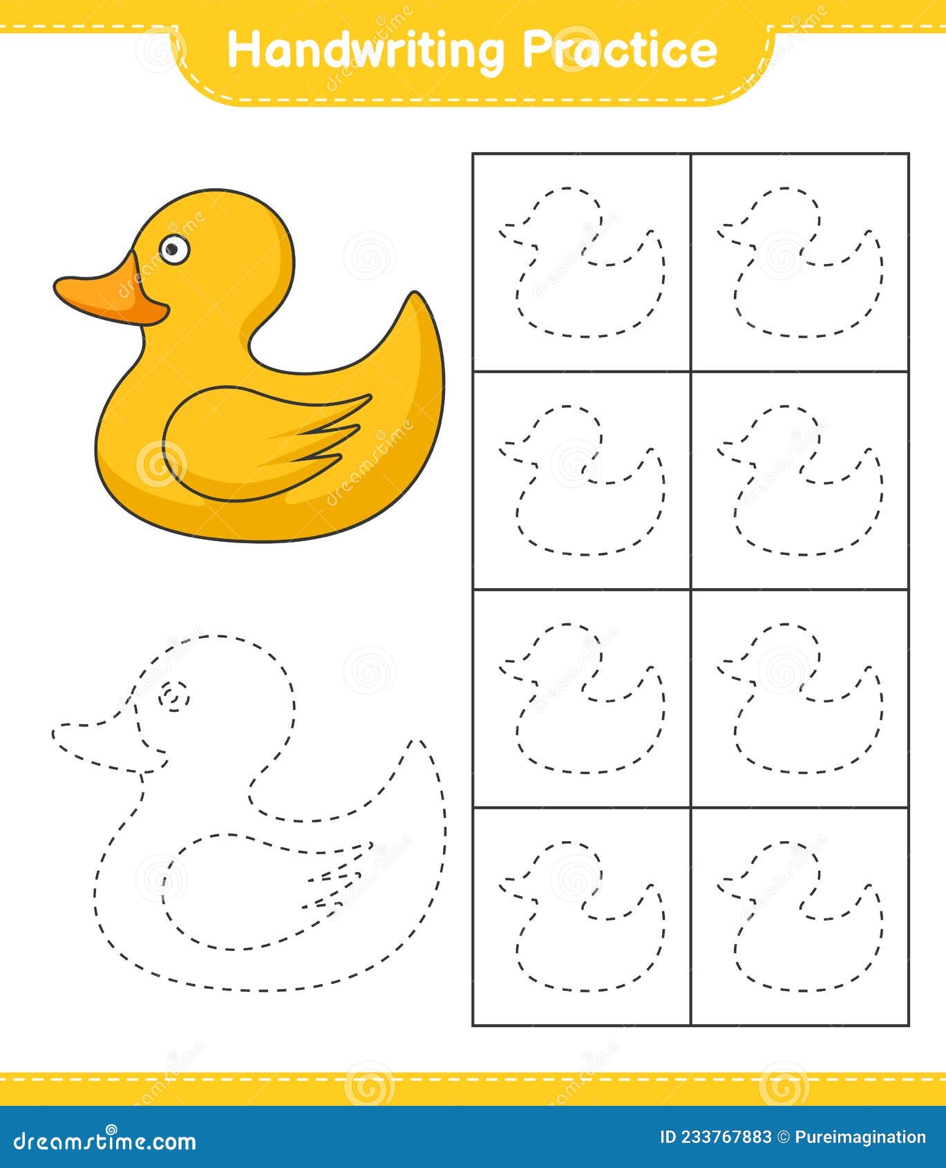 Handwriting Practice. Tracing Lines of Rubber Duck Stock Vector ...