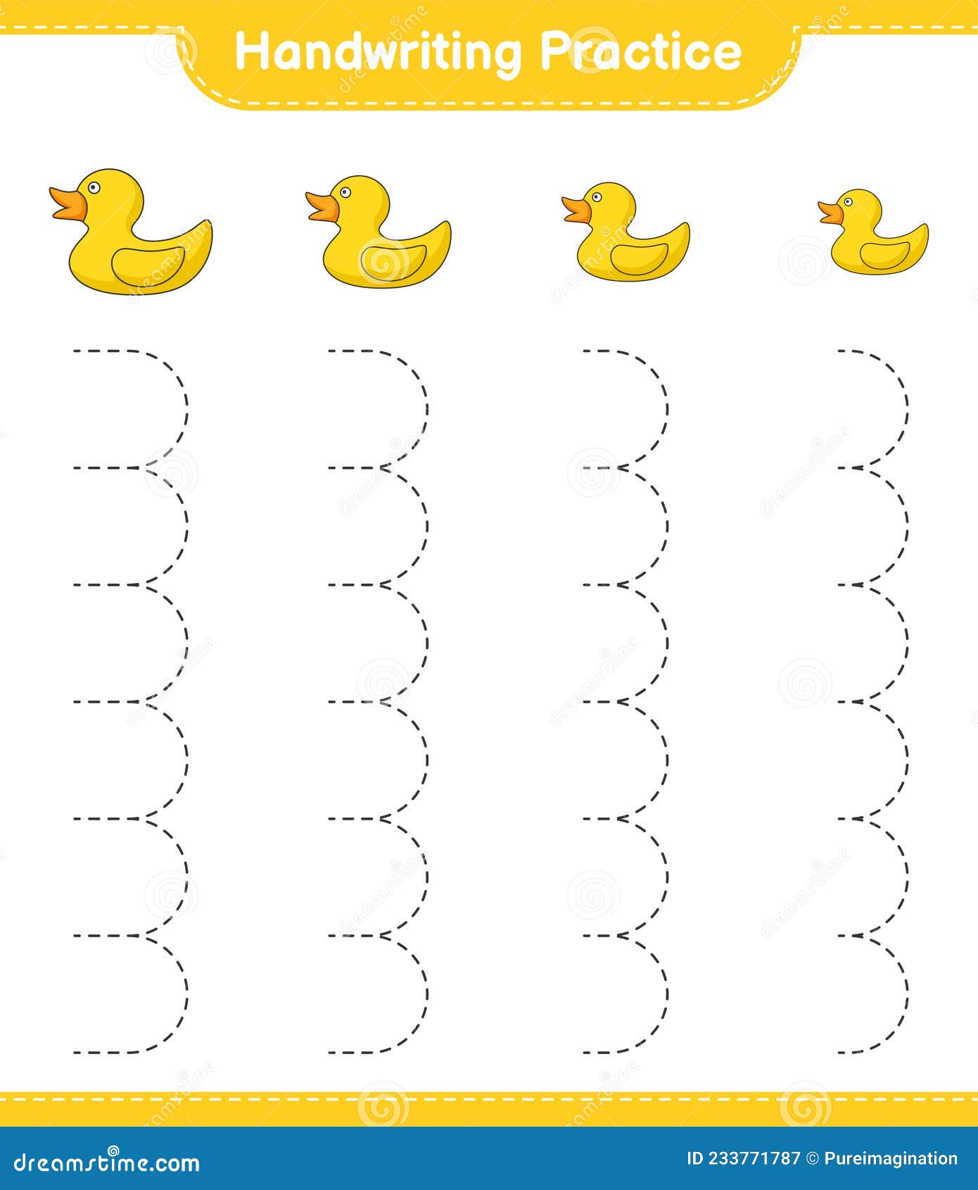 Handwriting Practice. Tracing Lines of Rubber Duck Stock Vector ...