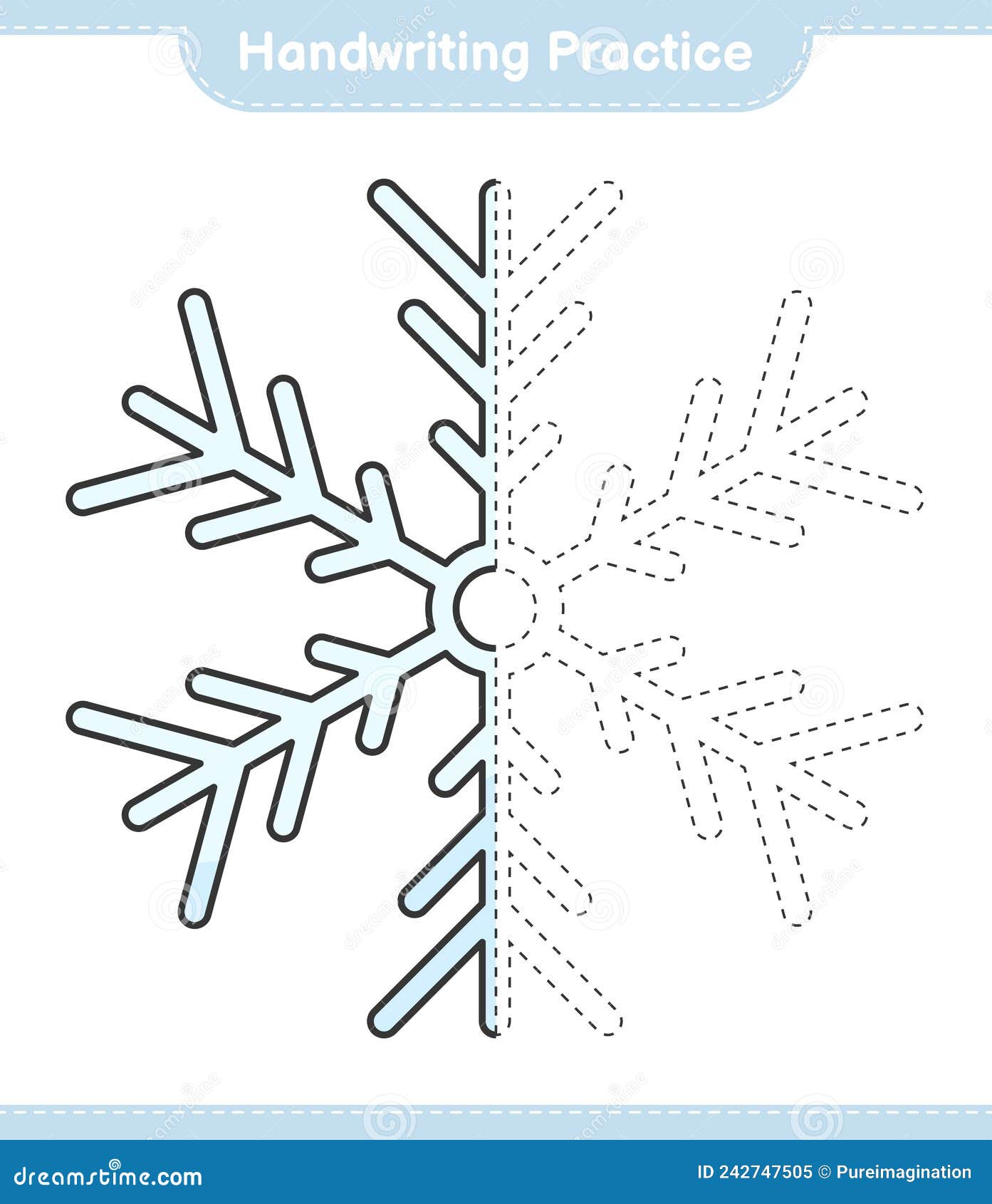 Handwriting Practice. Tracing Lines of Snowflake Stock Vector ...