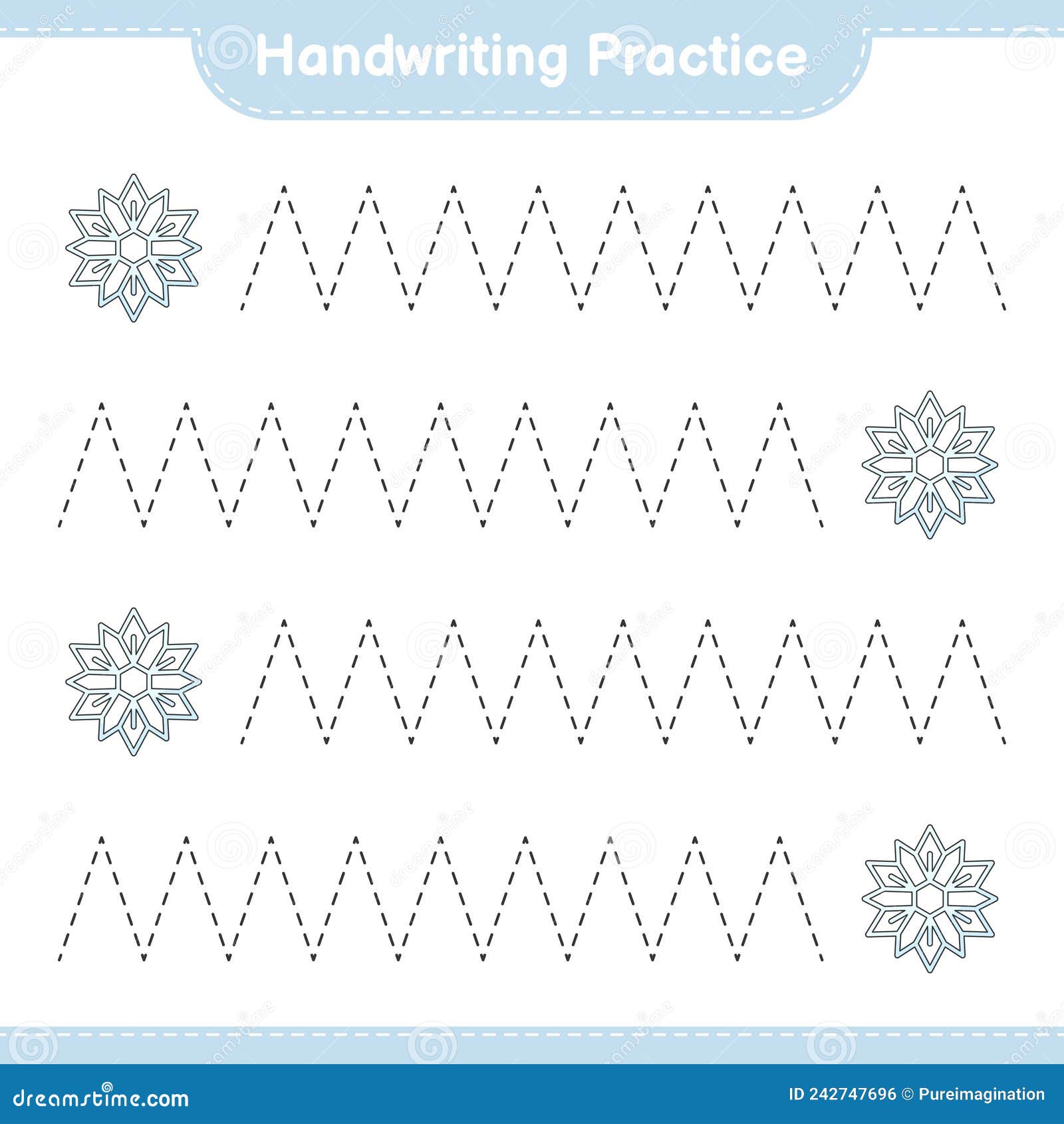 Handwriting Practice. Tracing Lines of Snowflake Stock Vector ...