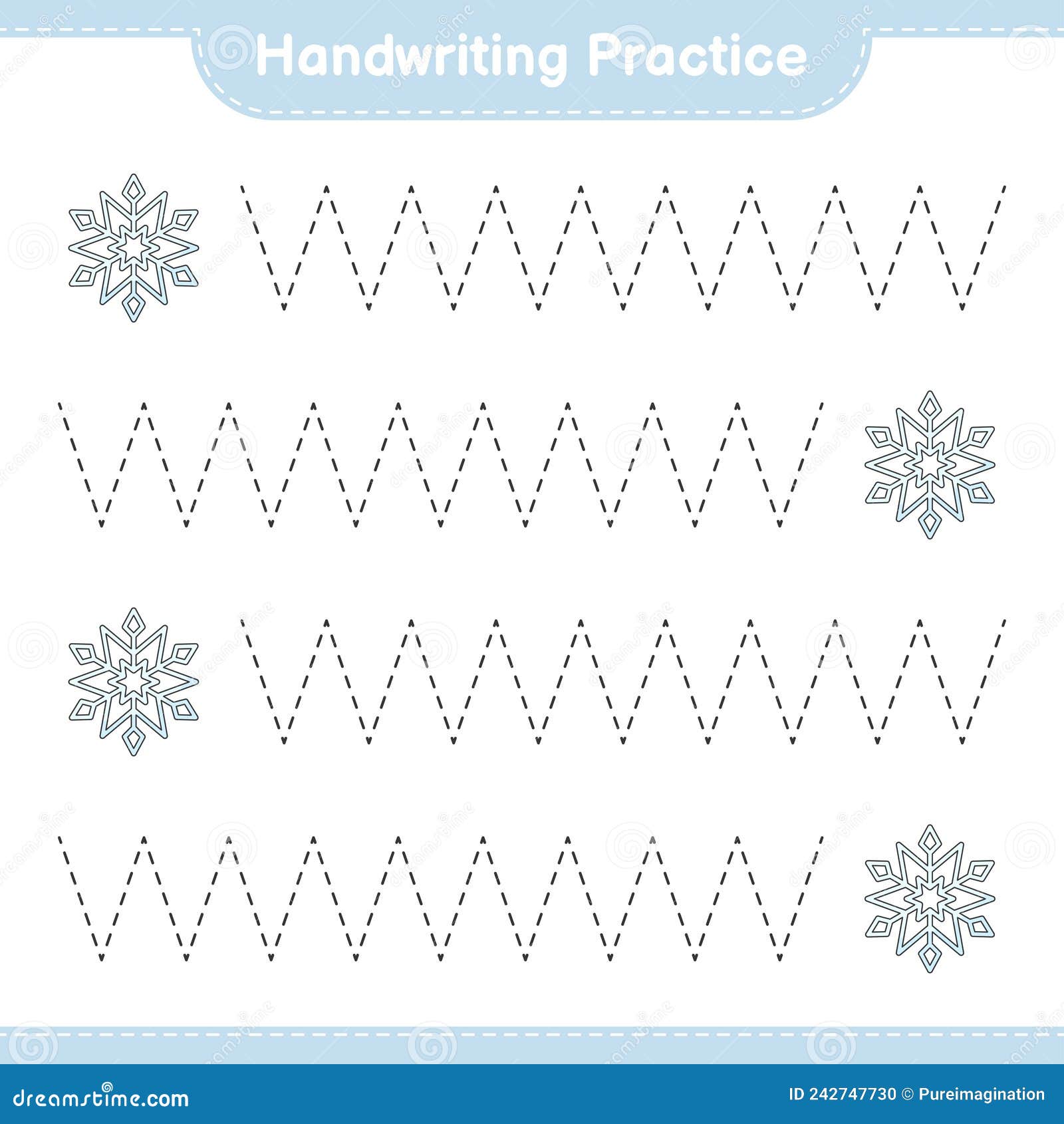 Handwriting Practice. Tracing Lines of Snowflake Stock Vector ...